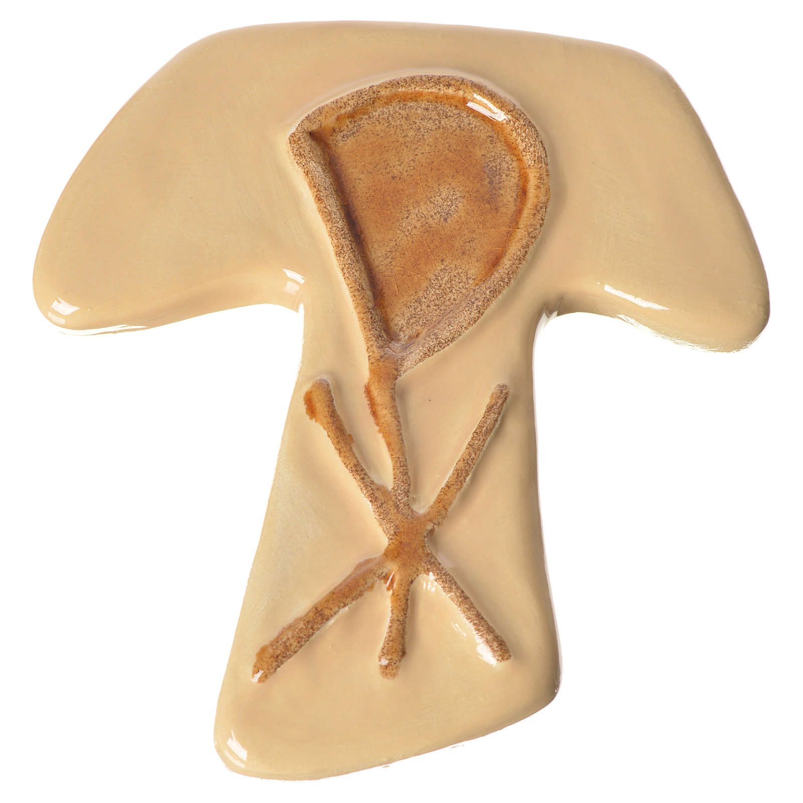 Pottery ivory tau cross with Chi-Rho. | online sales on HOLYART.com