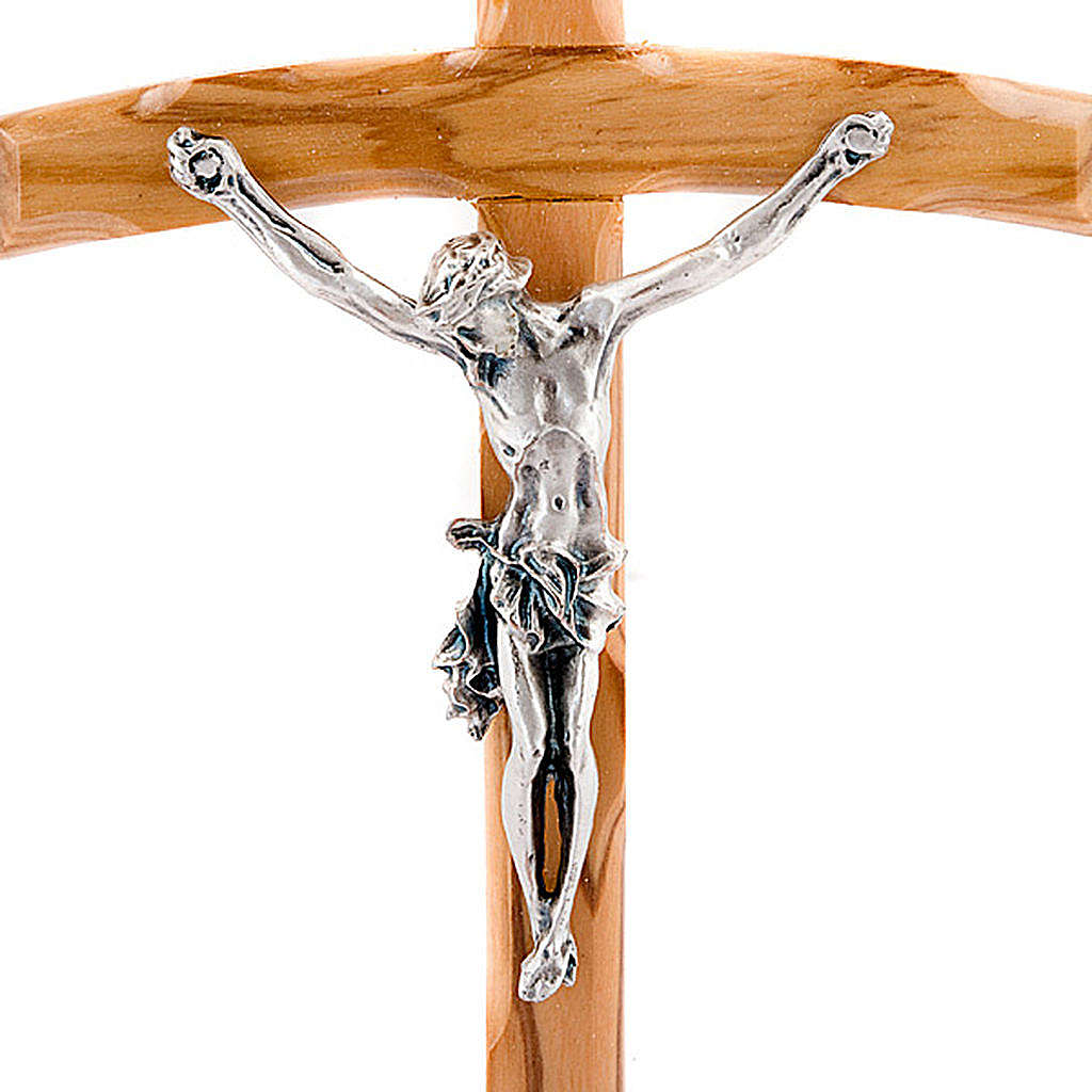 Olive wood curved cross crufix | online sales on HOLYART.com