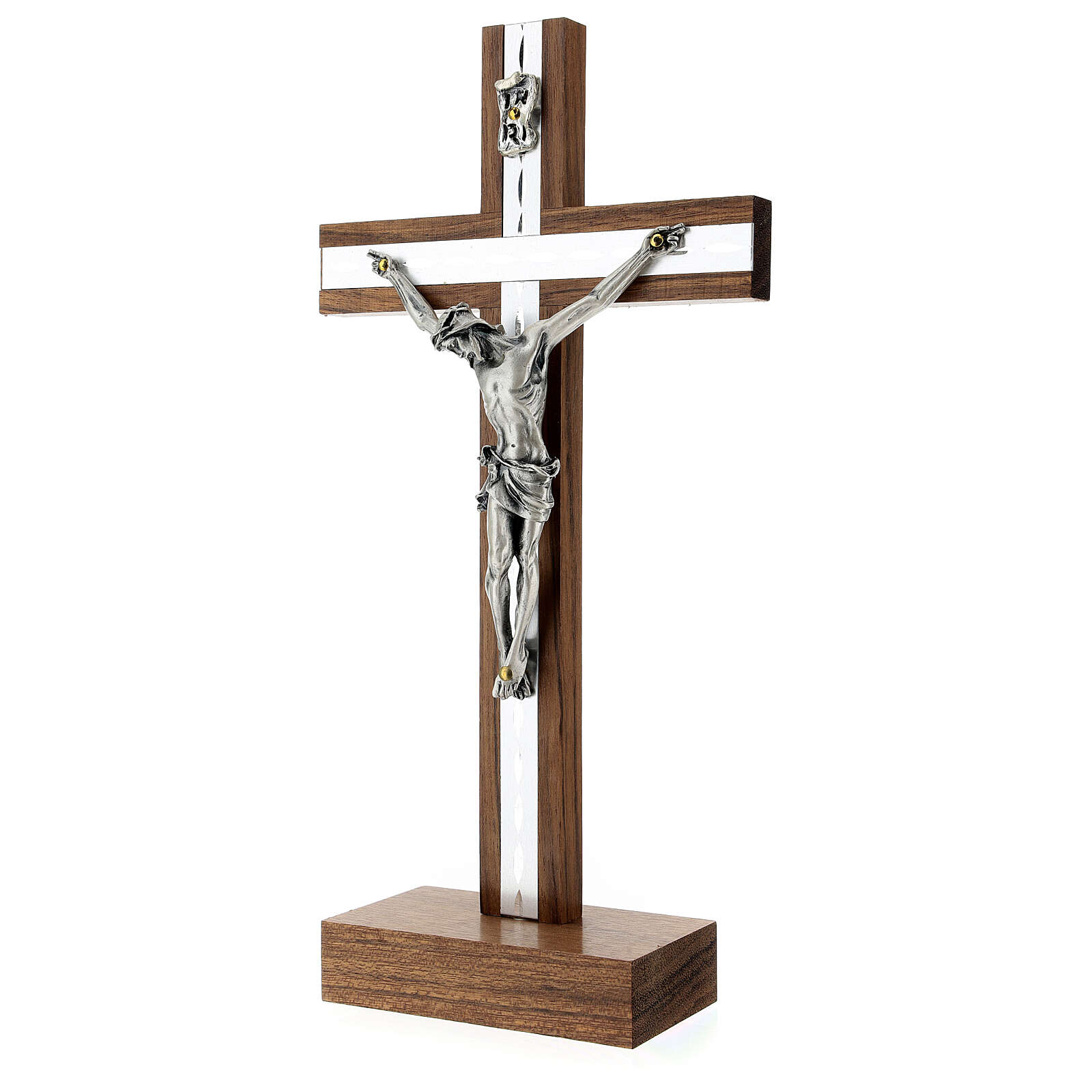 Table crucifix in wood, silver plated metal and steel | online sales on ...