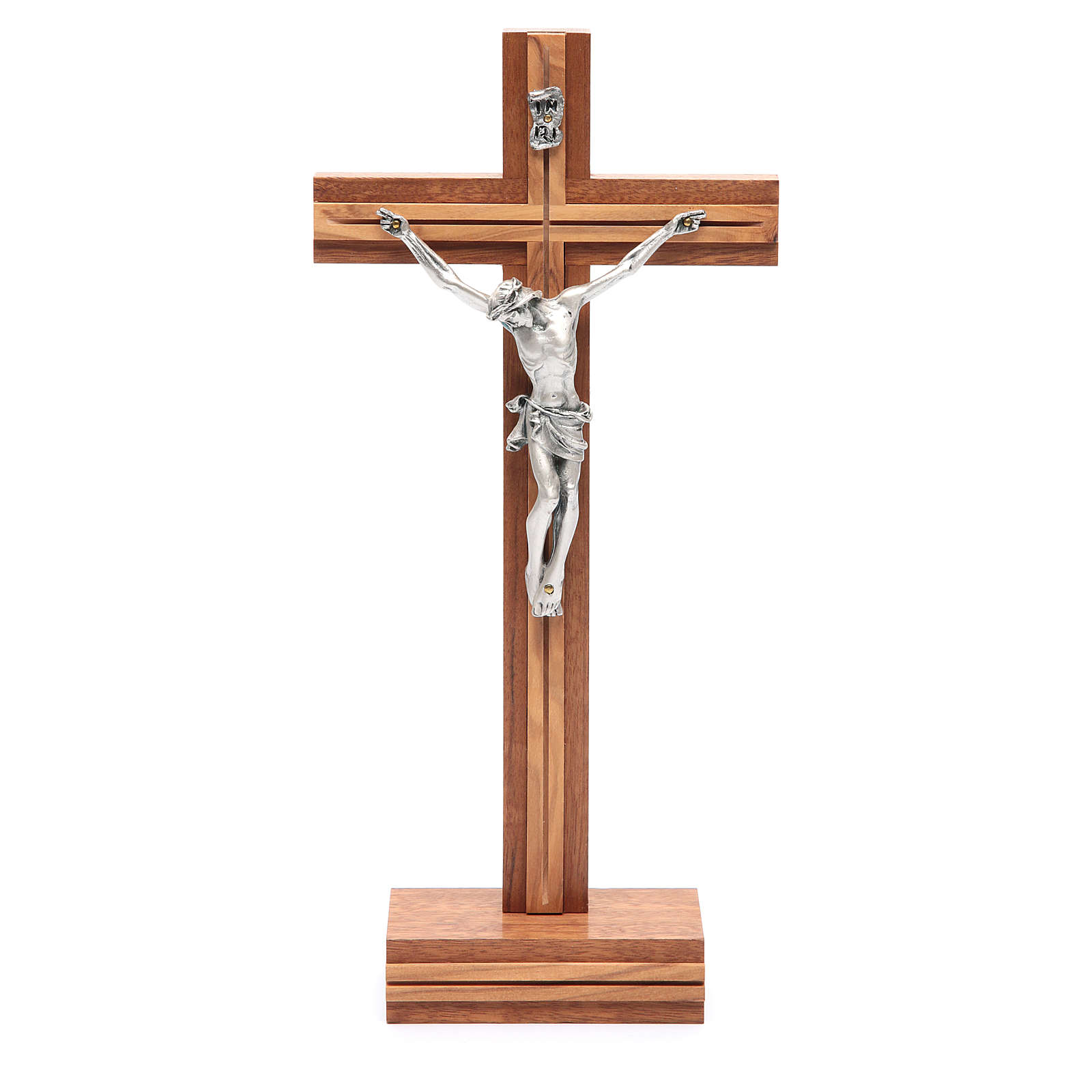 Table crucifix in walnut and olive wood | online sales on HOLYART.co.uk