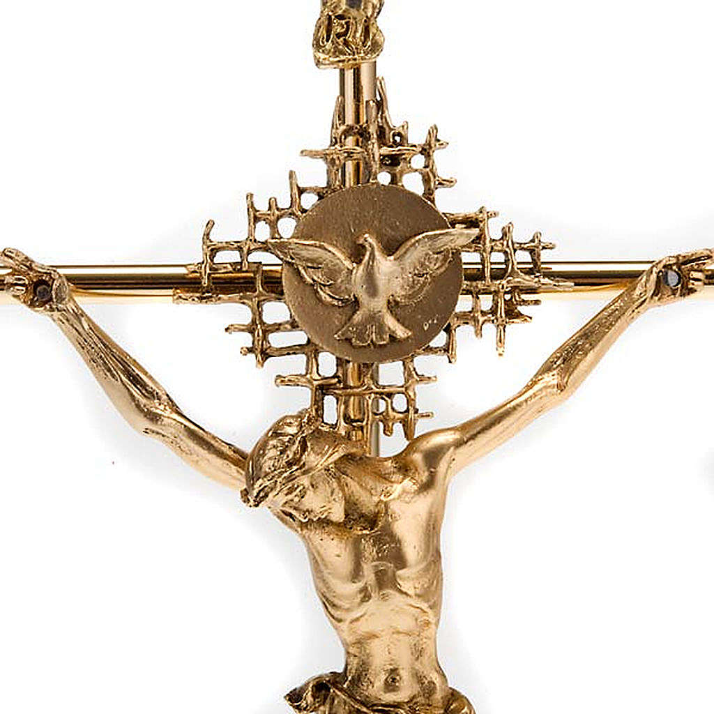 Crucifix in golden metal with Christ, Father and Holy Spirit | online ...