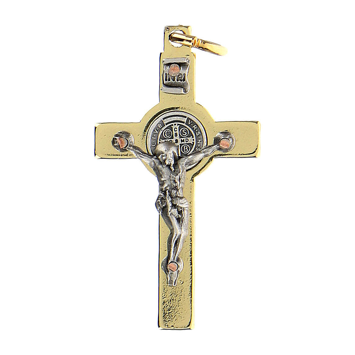 Cross of St. Benedict in gold-plated steel 4x2 cm | online sales on ...