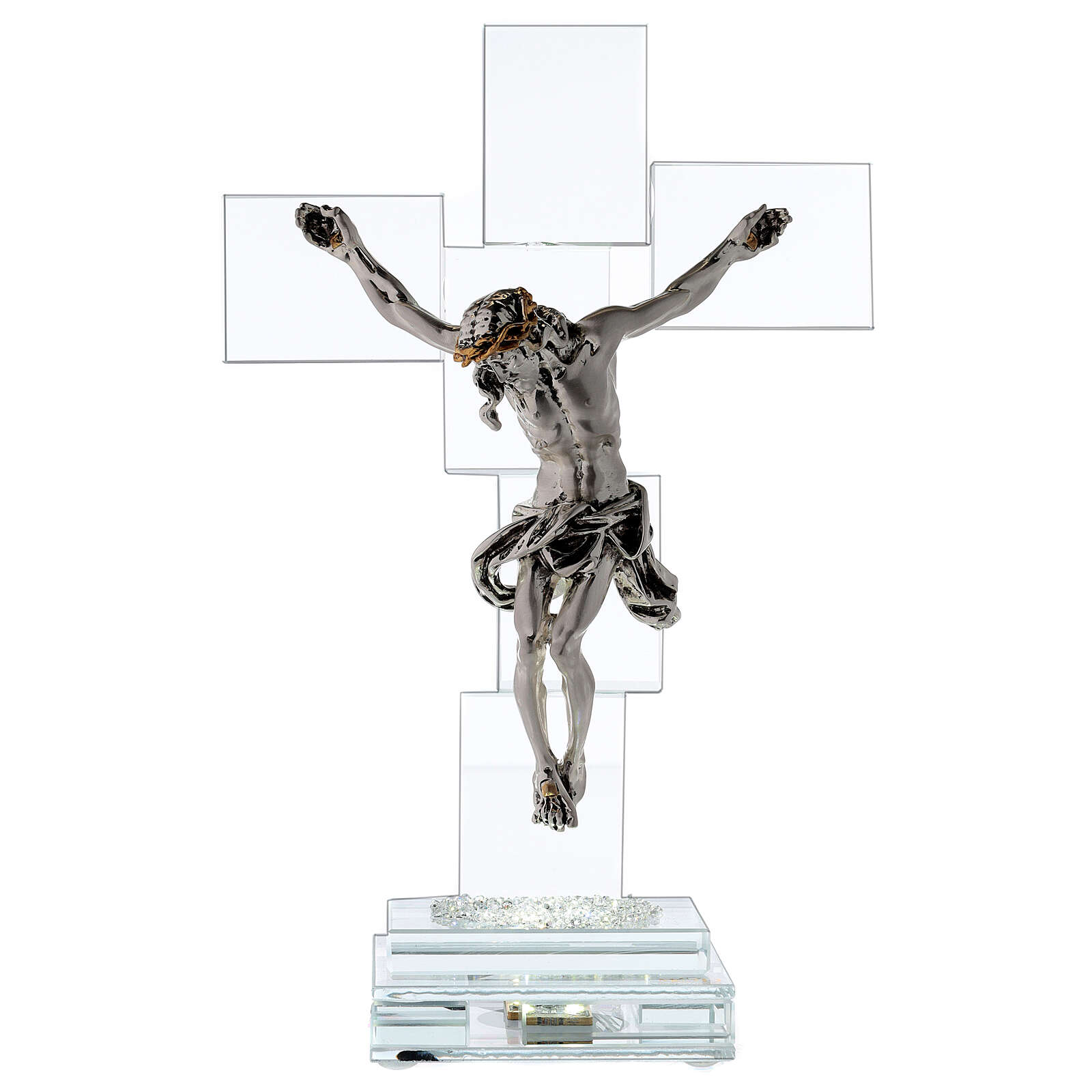 Crucifix in crystal with light | online sales on HOLYART.co.uk