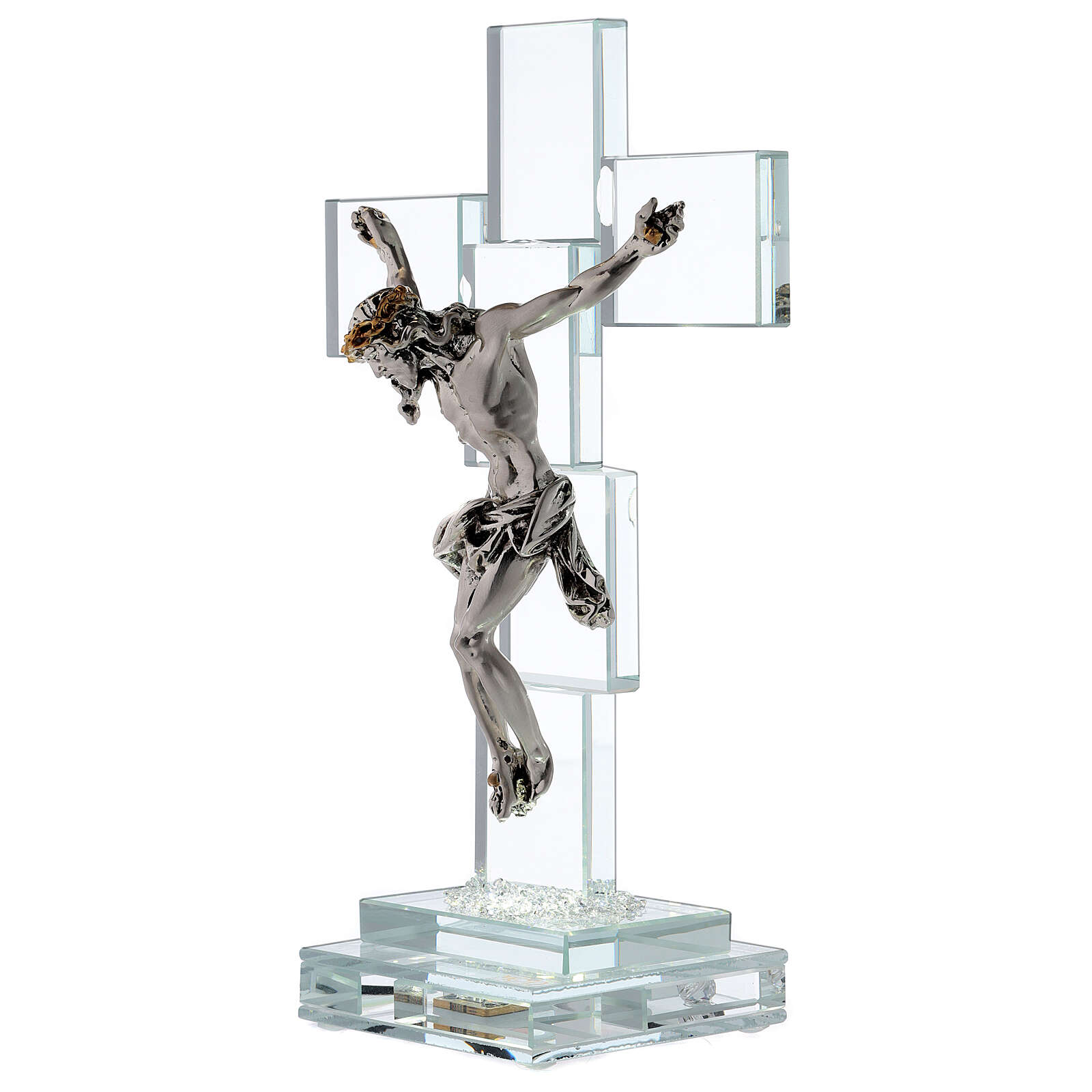 Crucifix in crystal with light | online sales on HOLYART.co.uk