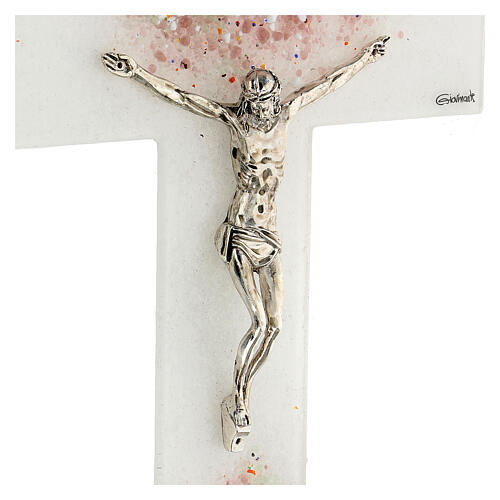 Pink tinted Murano glass crucifix favor 16x10cm | online sales on ...