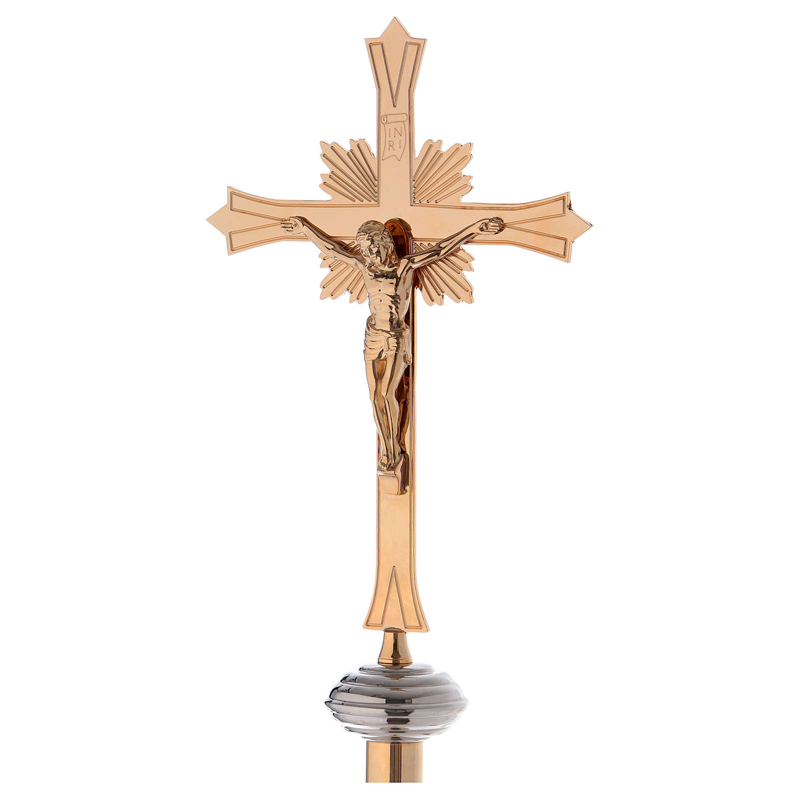 Processional cross with base in gold-plated brass | online sales on ...