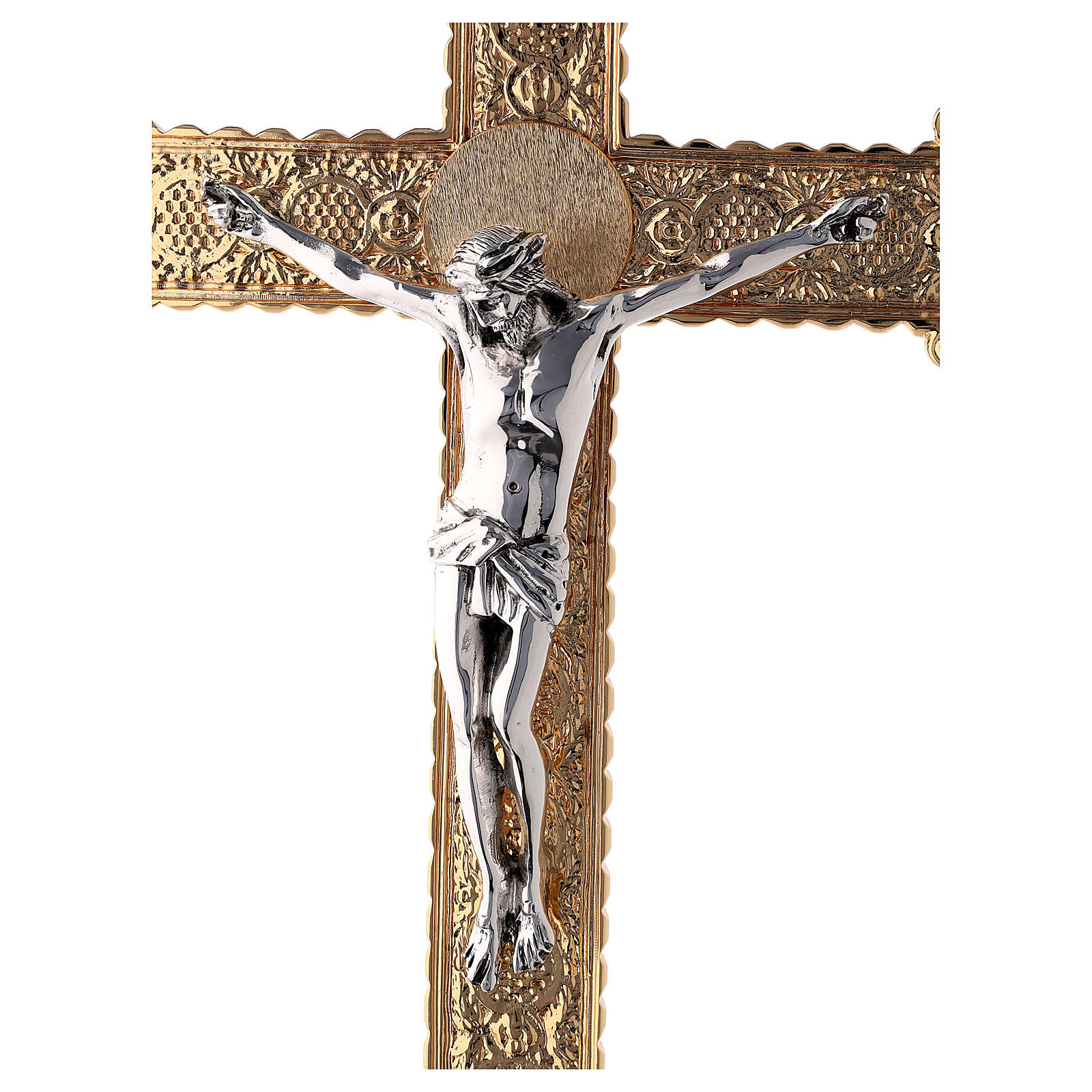 Processional cross with 4 Evangelists in two tone brass 62x40cm ...