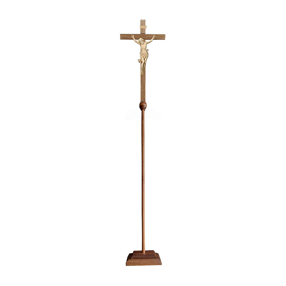 Processional cross Leonardo in natural wood | online sales on HOLYART.co.uk