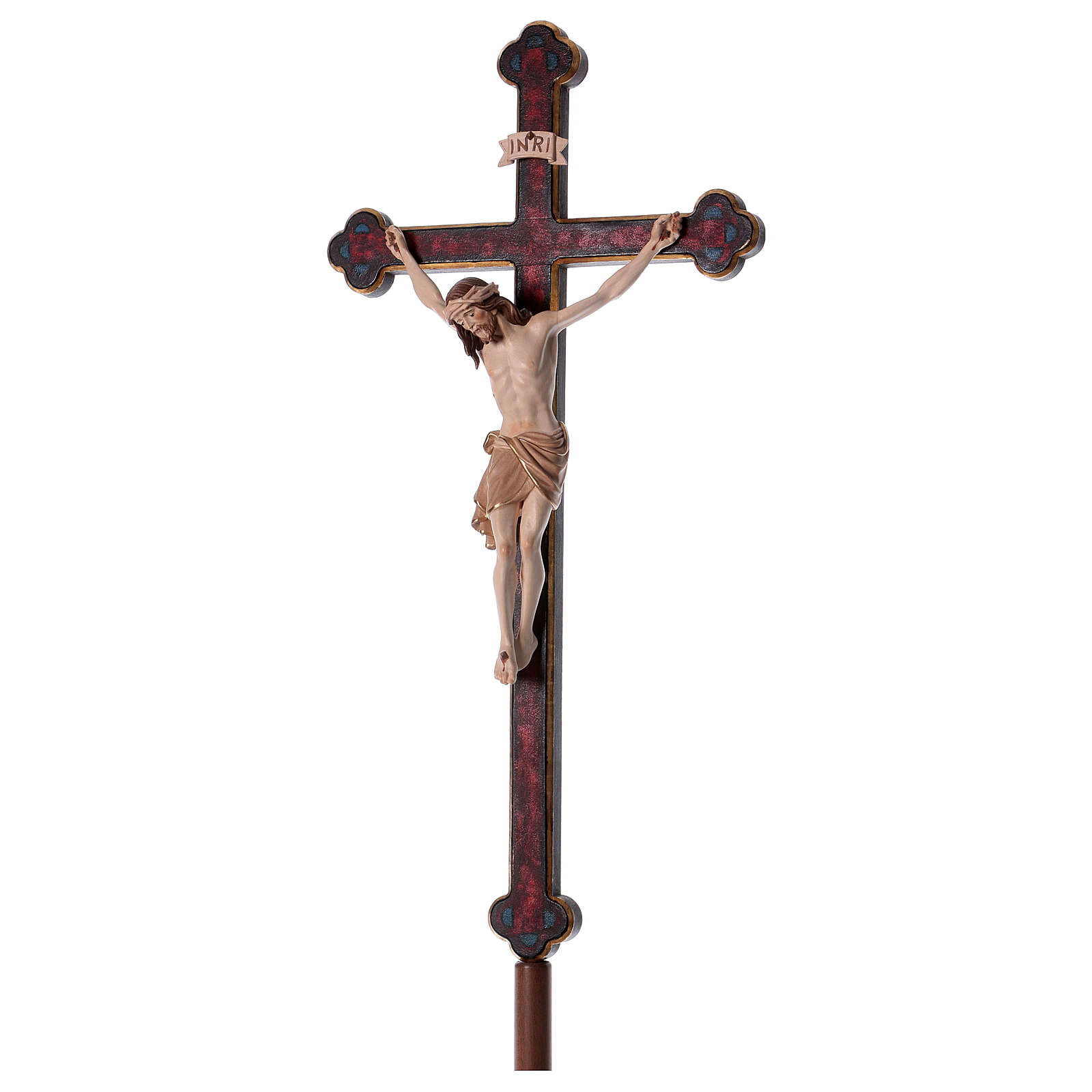 Croce astile con base Cristo Siena croce barocca oro brunita 3 colori ...