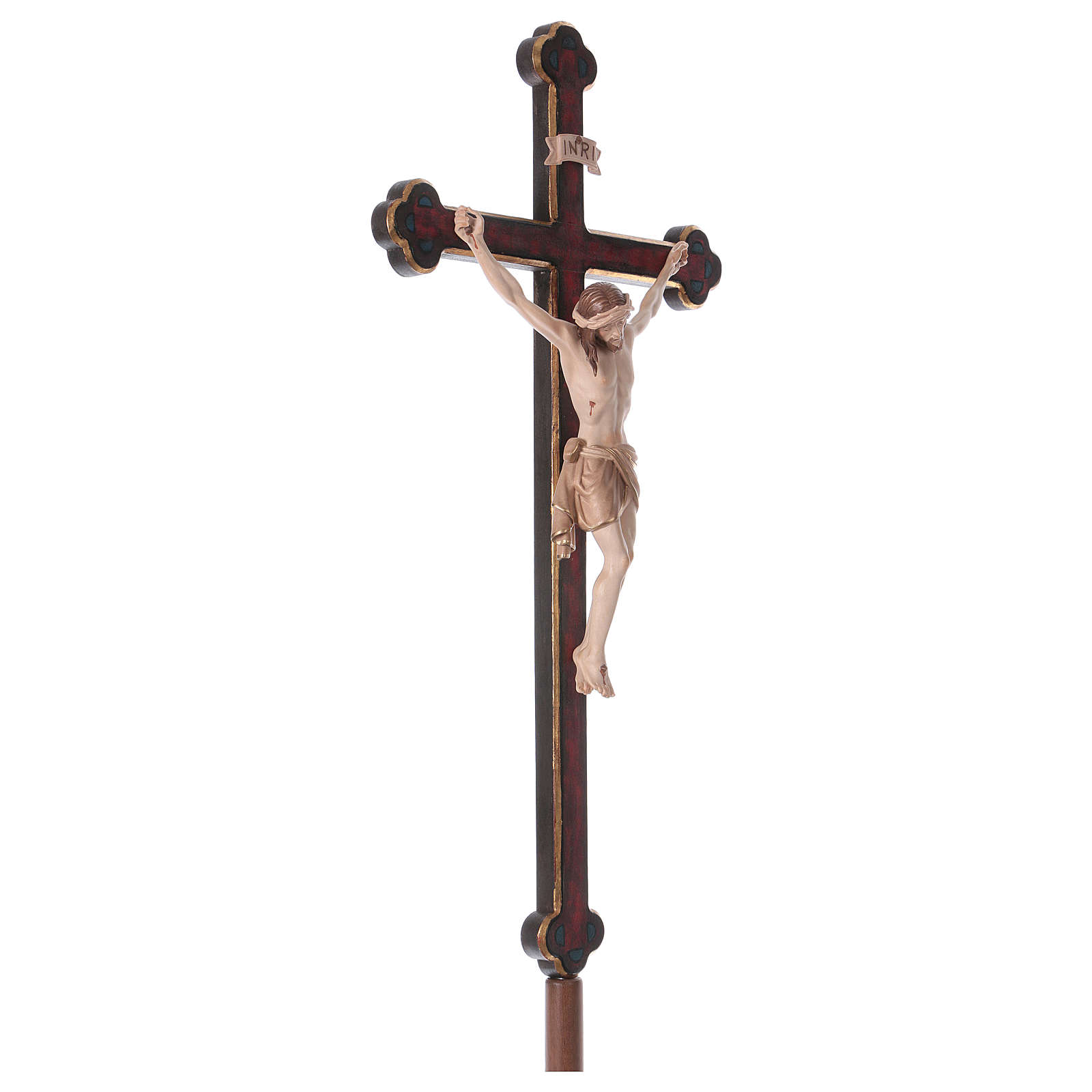 Processional cross with Jesus Christ burnished in 3 colours | online ...