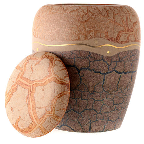 Cremation urn with marbled cream majolica casing | online sales on ...