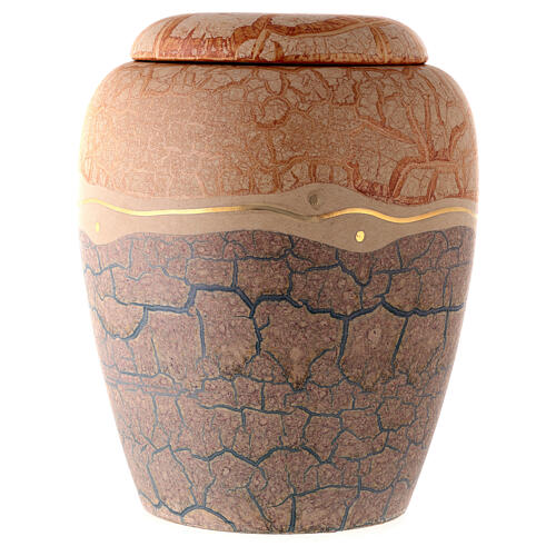 Cremation urn with marbled cream majolica casing | online sales on ...