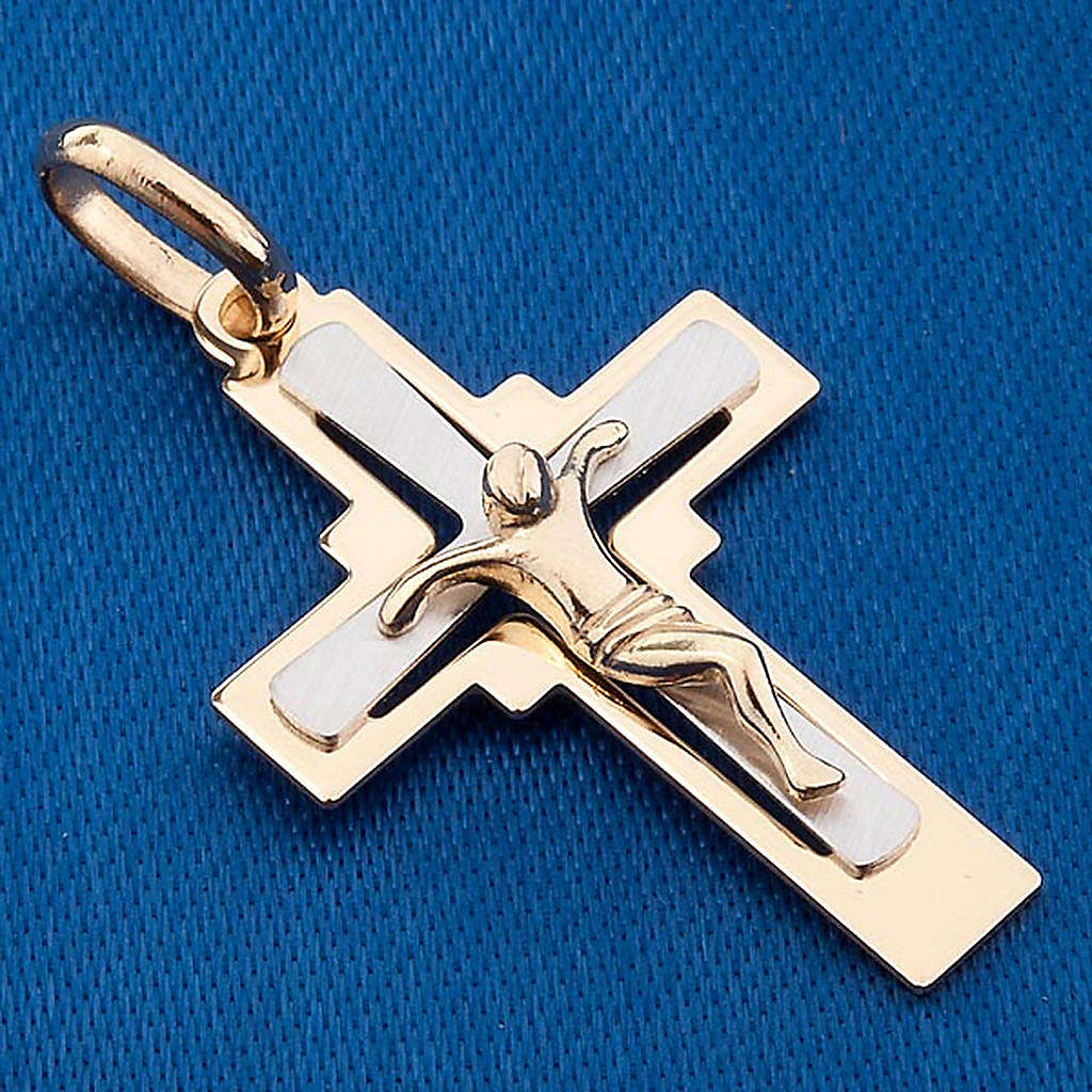 Pendentif croix or bicolore 750/00 carré 1.9 gr | vente en ligne sur ...