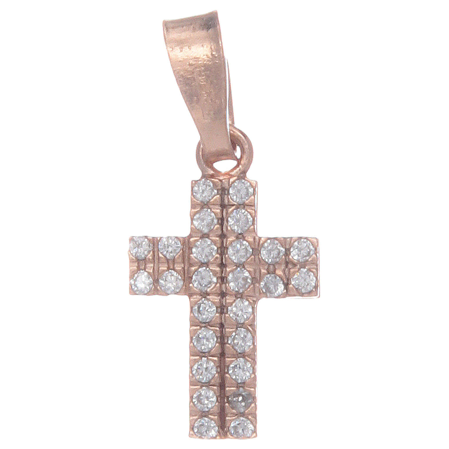 Cruz rosada de plata 925 con zircones transparentes | venta online en ...