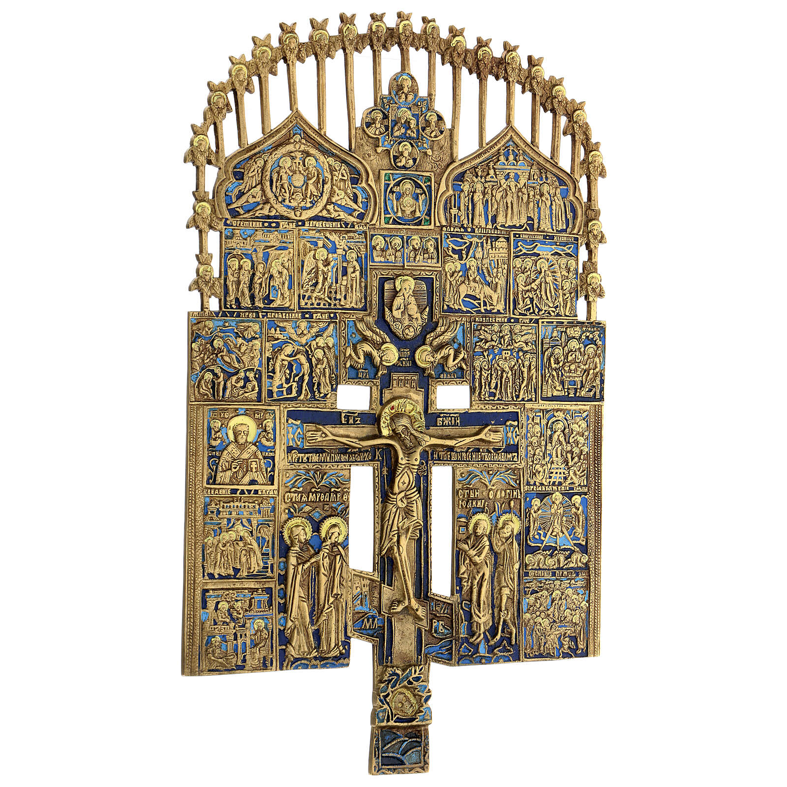 Russian Patriarchal cross blue enamel XIX century 40x20 cm | online ...