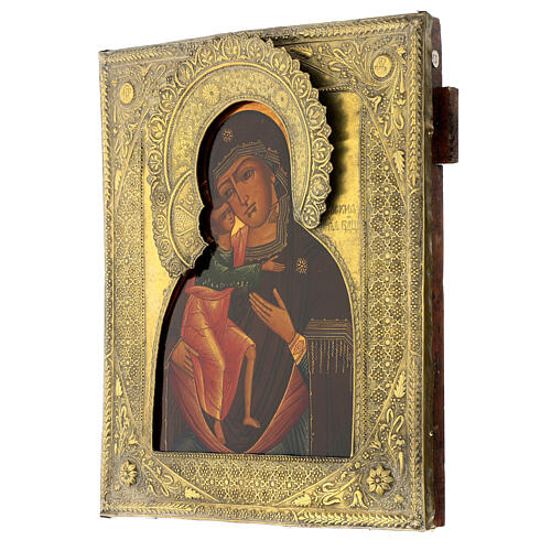 Alte russische Ikone 'Madonna von Feodor' mit Riza, XIX. Jh., 35x30 cm | Online-Verkauf bei ...