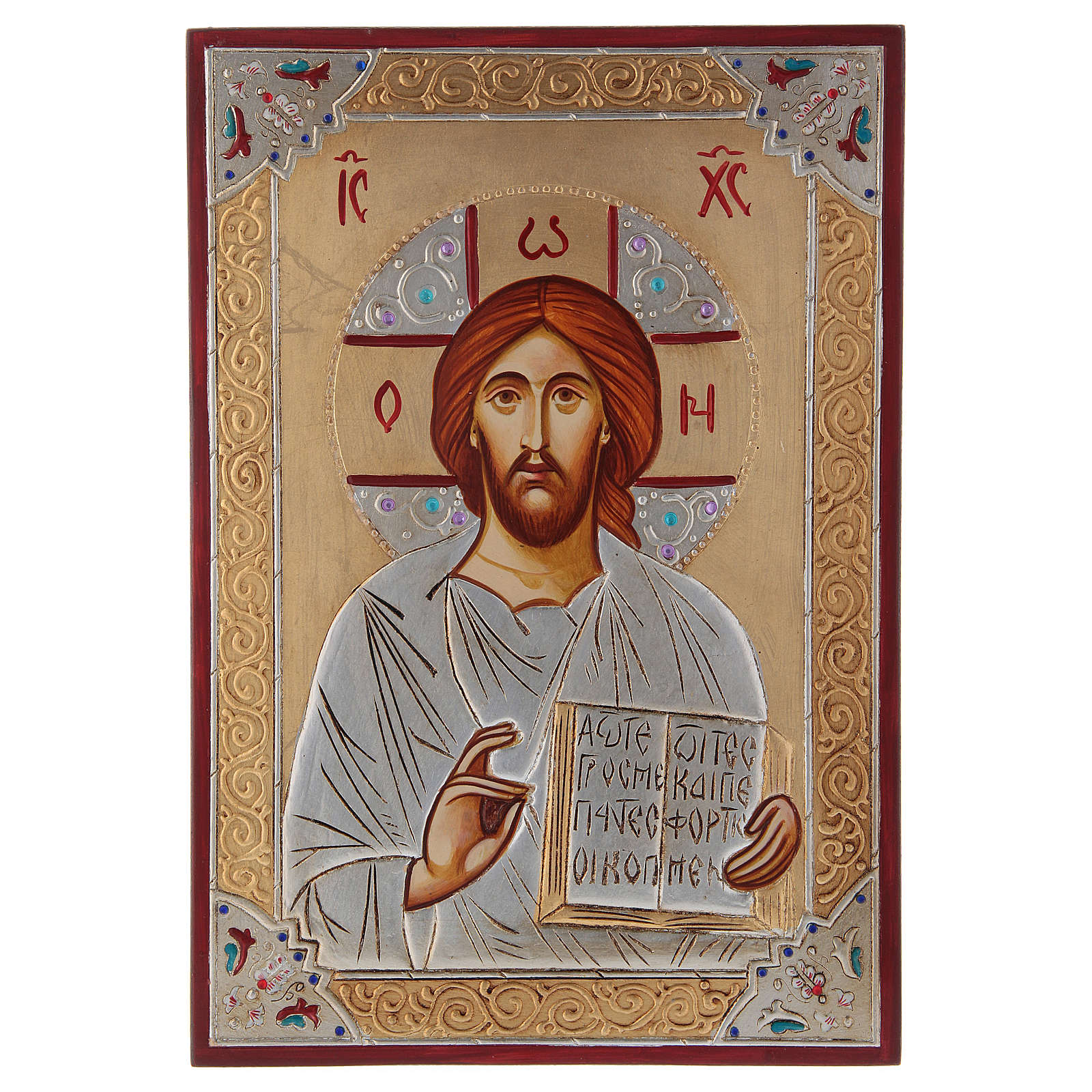 Pantocrator icon with decorations in relief | online sales on HOLYART.co.uk