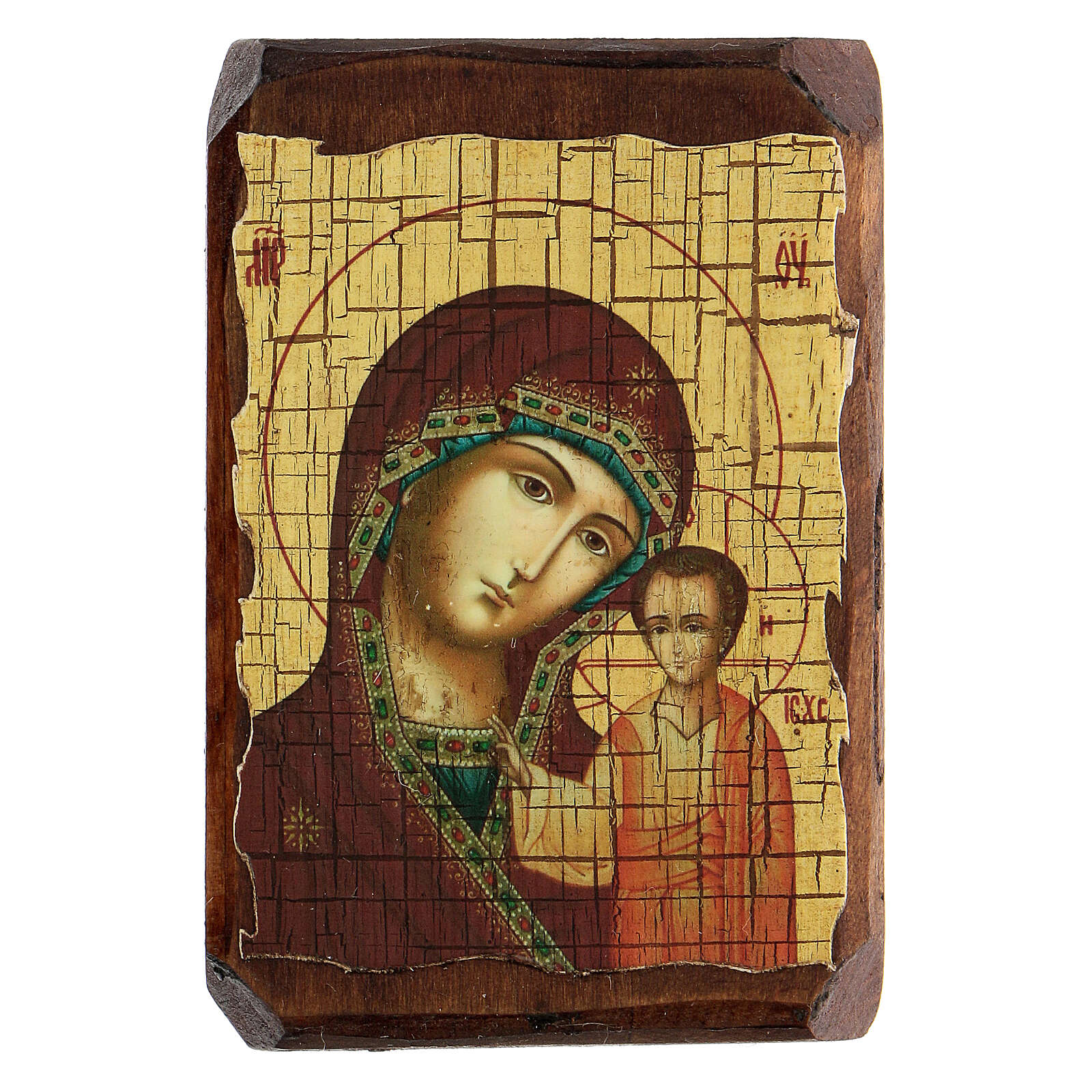 Madonna of Kazan icon Russian painted decoupage 10x7 cm | online sales ...