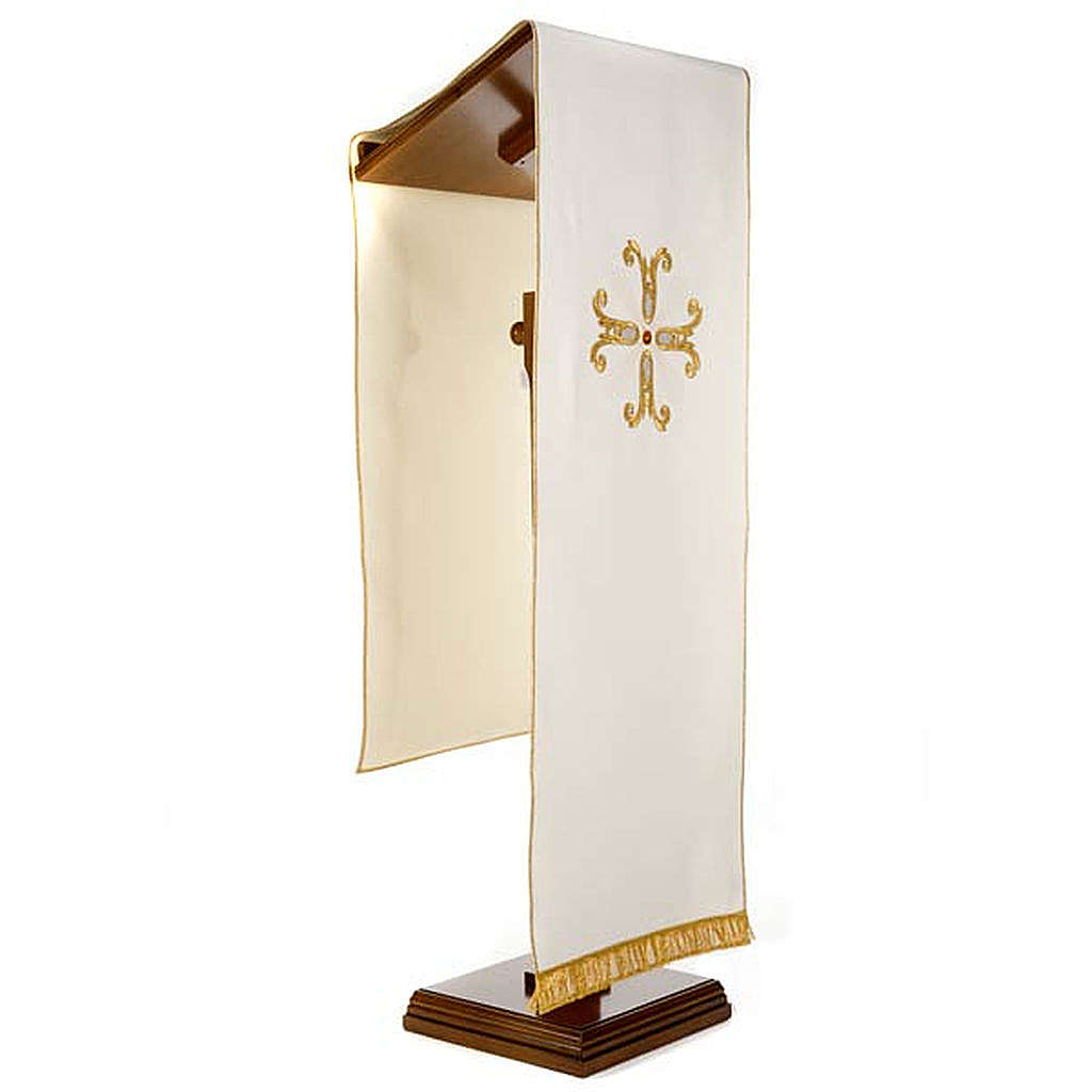 Gold cross pulpit cover with glass insert | online sales on HOLYART.com