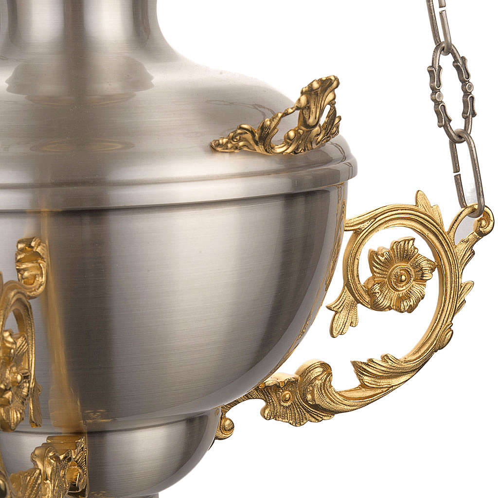 Blessed Sacrament candle in satin brass with golden leaves | online ...