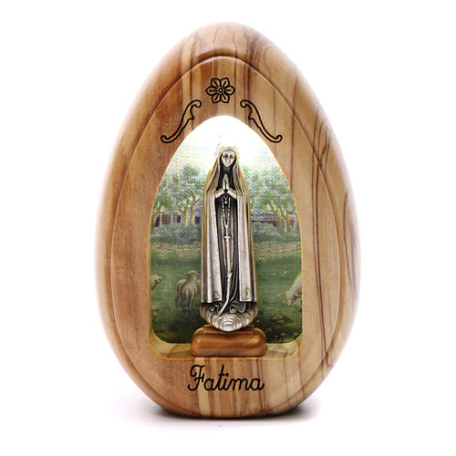 Our Lady of Fatima olive wood candle with led 10X7 cm | online sales on ...