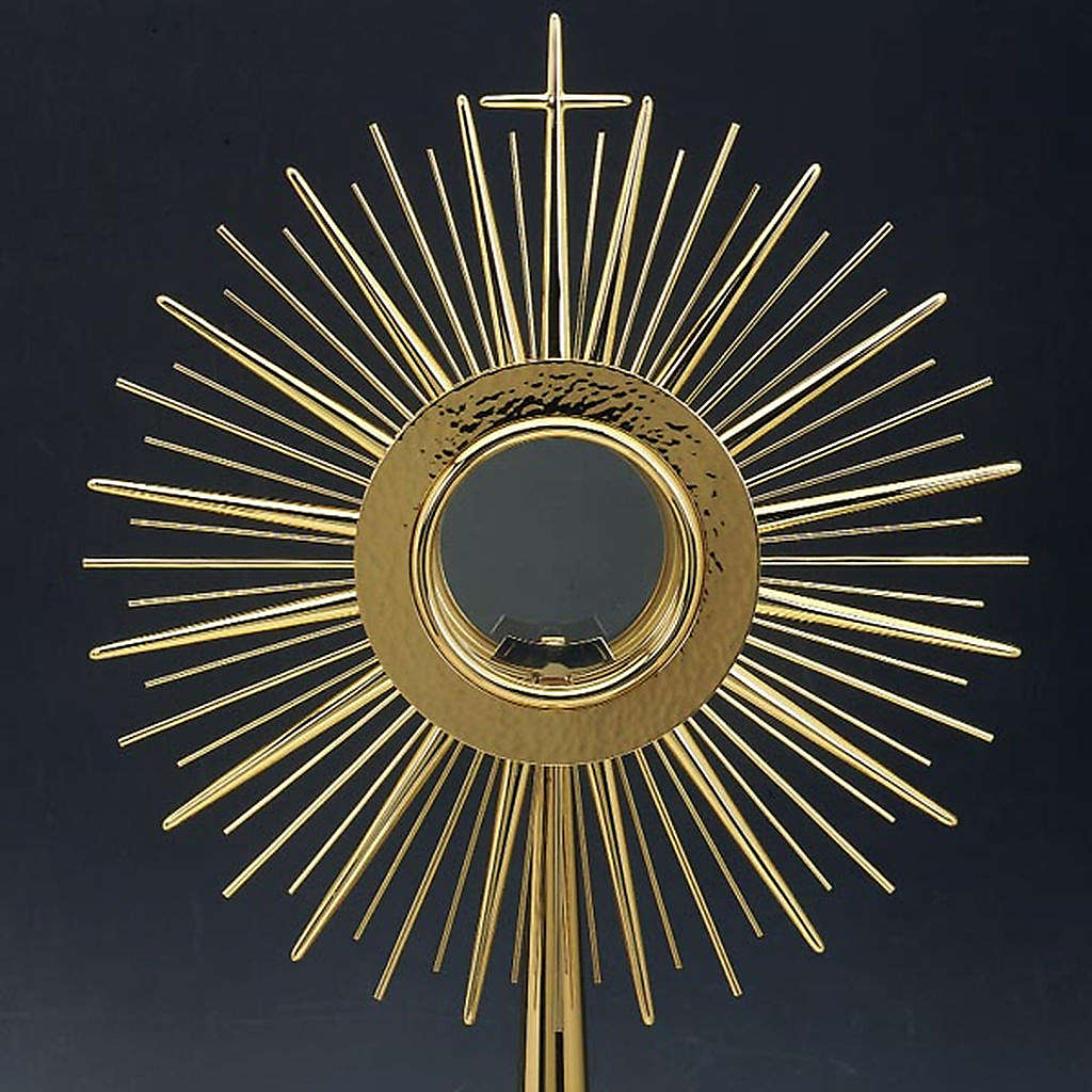 Monstrance with hammered gold-plated brass | online sales on HOLYART.co.uk