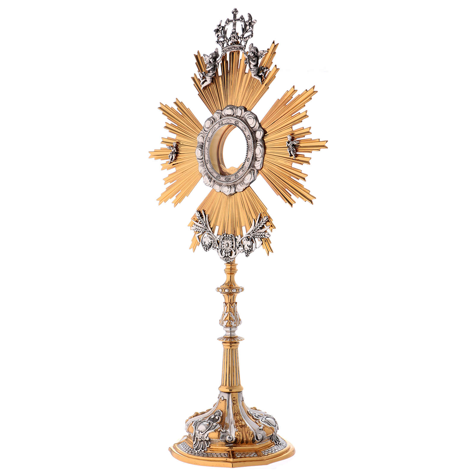 Monstrancja dwukolorowy mosiądz z Aniołkami | sprzedaż online na HOLYART