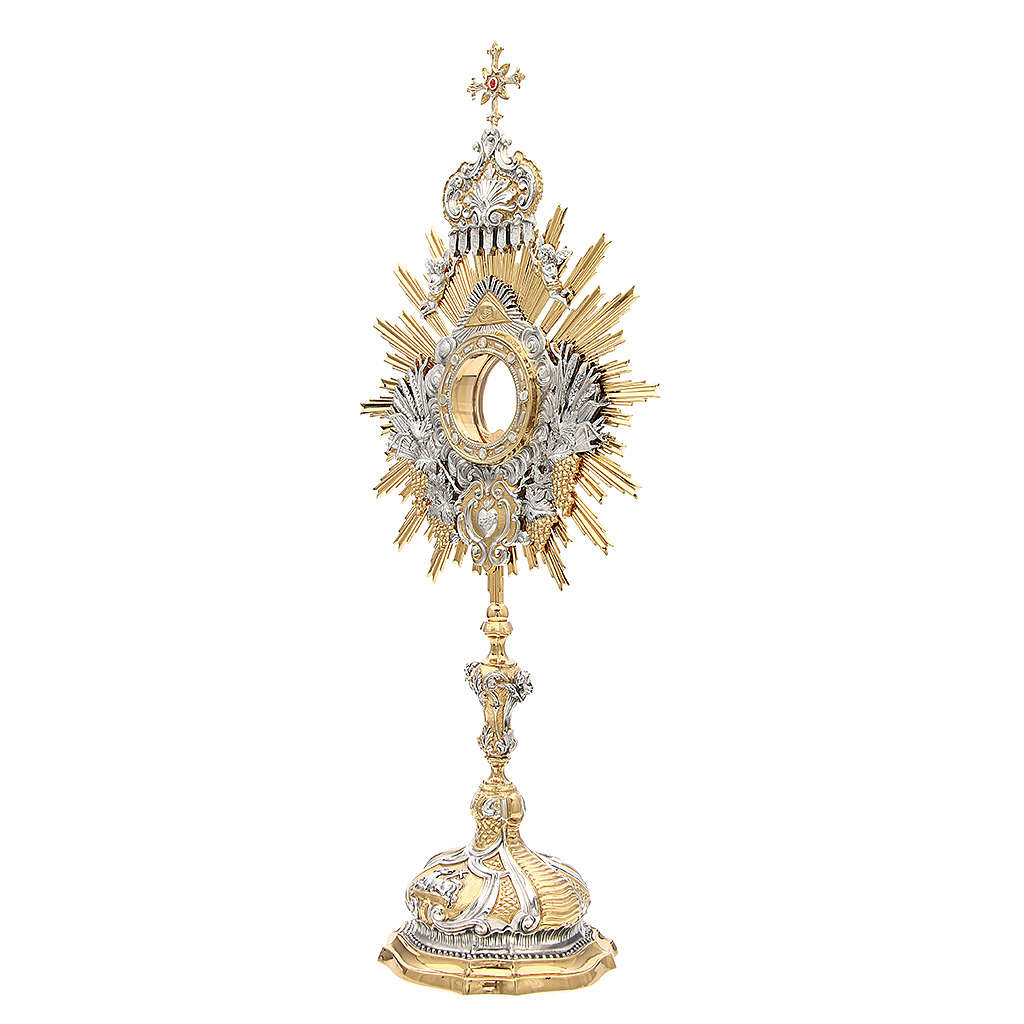 Monstrancja mosiężna płytka dwukolorowa 72 cm | sprzedaż online na HOLYART