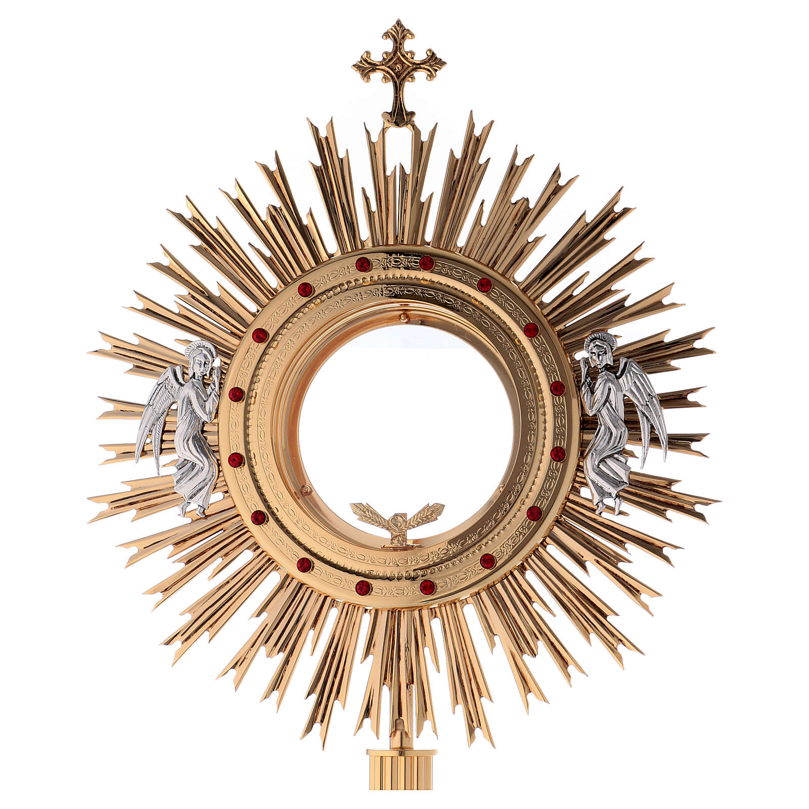 Monstrance for Magna host in brass with red stones H80cm | online sales ...