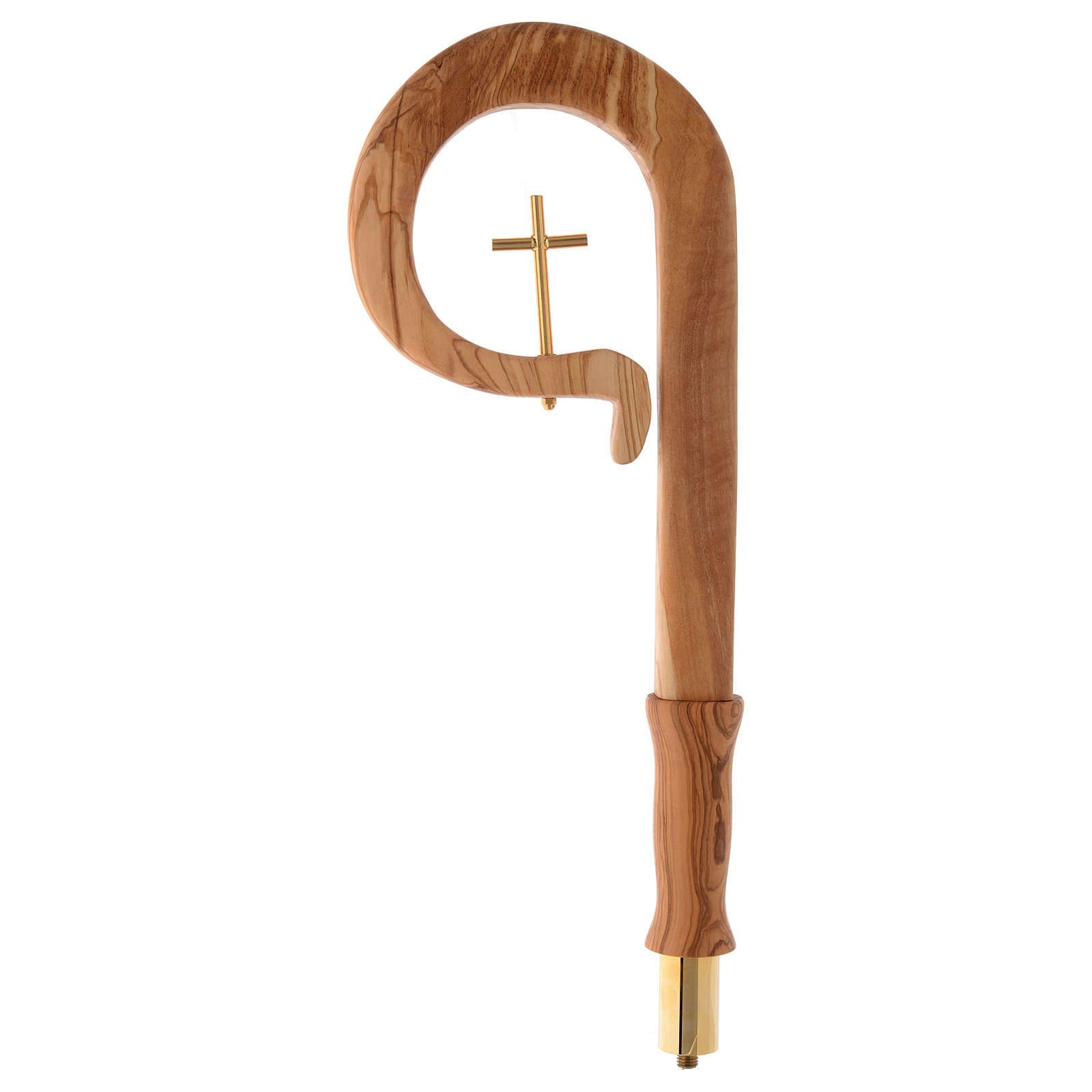 Olive wood crozier with cross | online sales on HOLYART.com