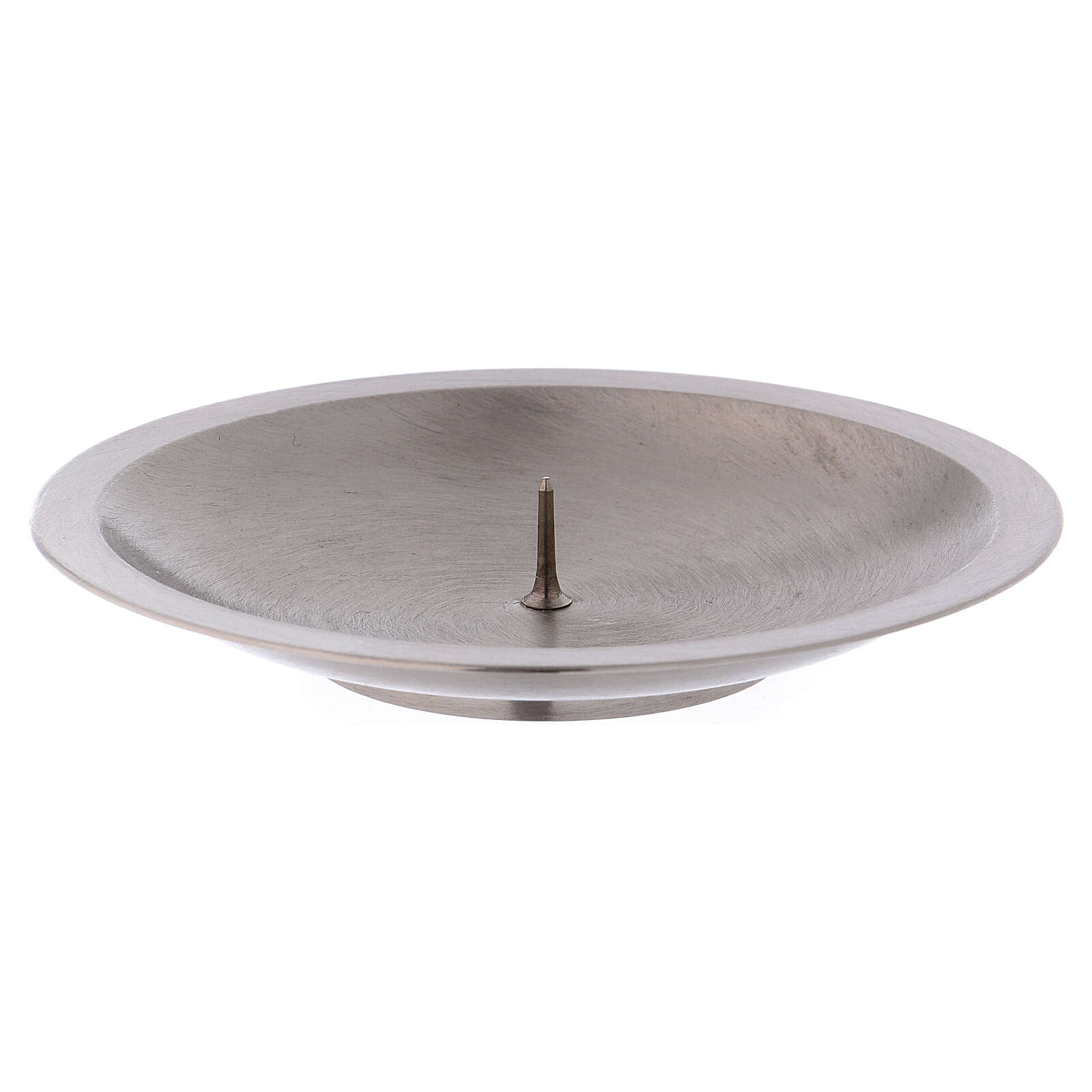 Matte silver-plated brass candle holder plate with spike | online sales ...
