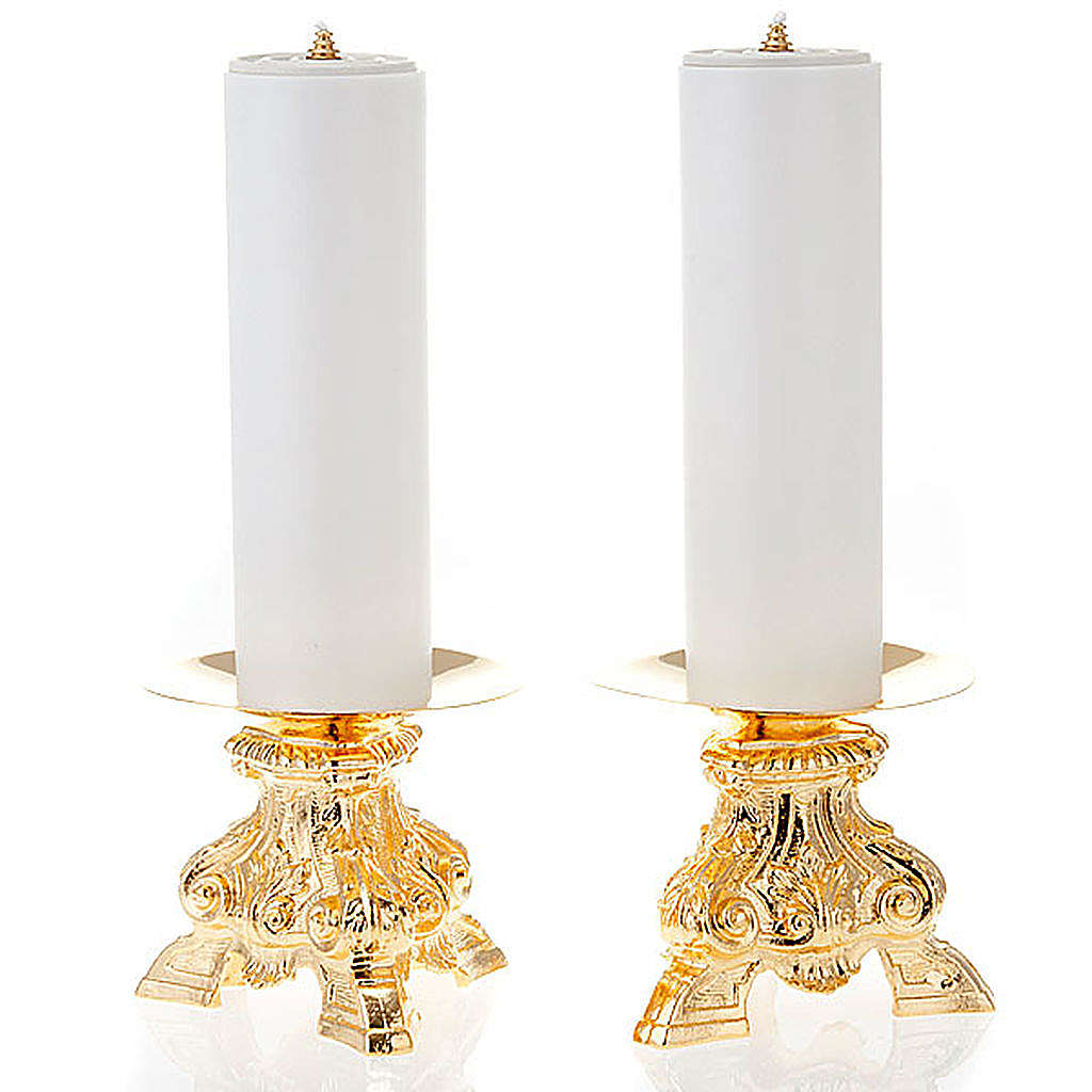 Pareja de candeleros en latónl dorado trípode 15 cm | venta online en ...