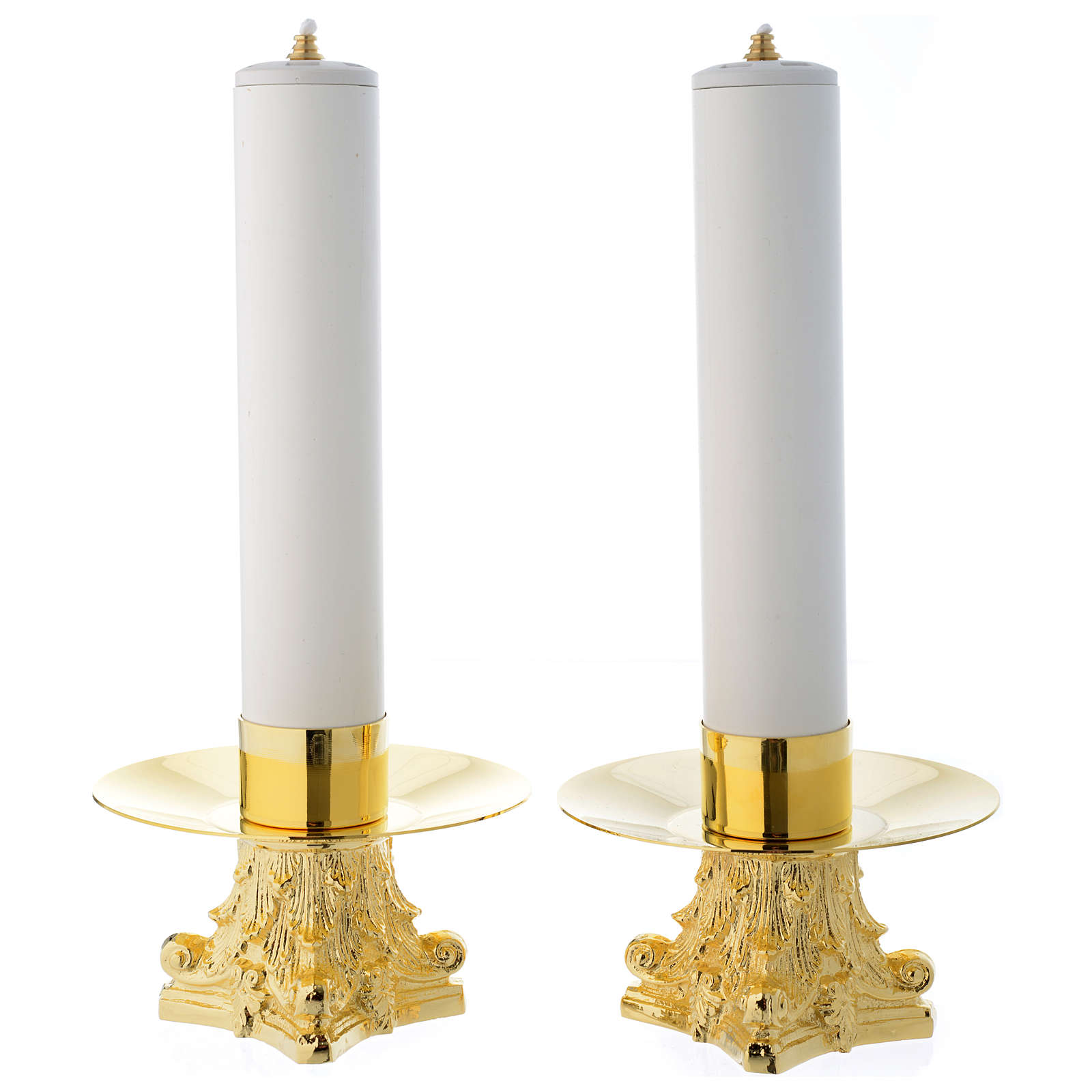 Pareja de candelabro con vela falsa base decorada | venta online en HOLYART