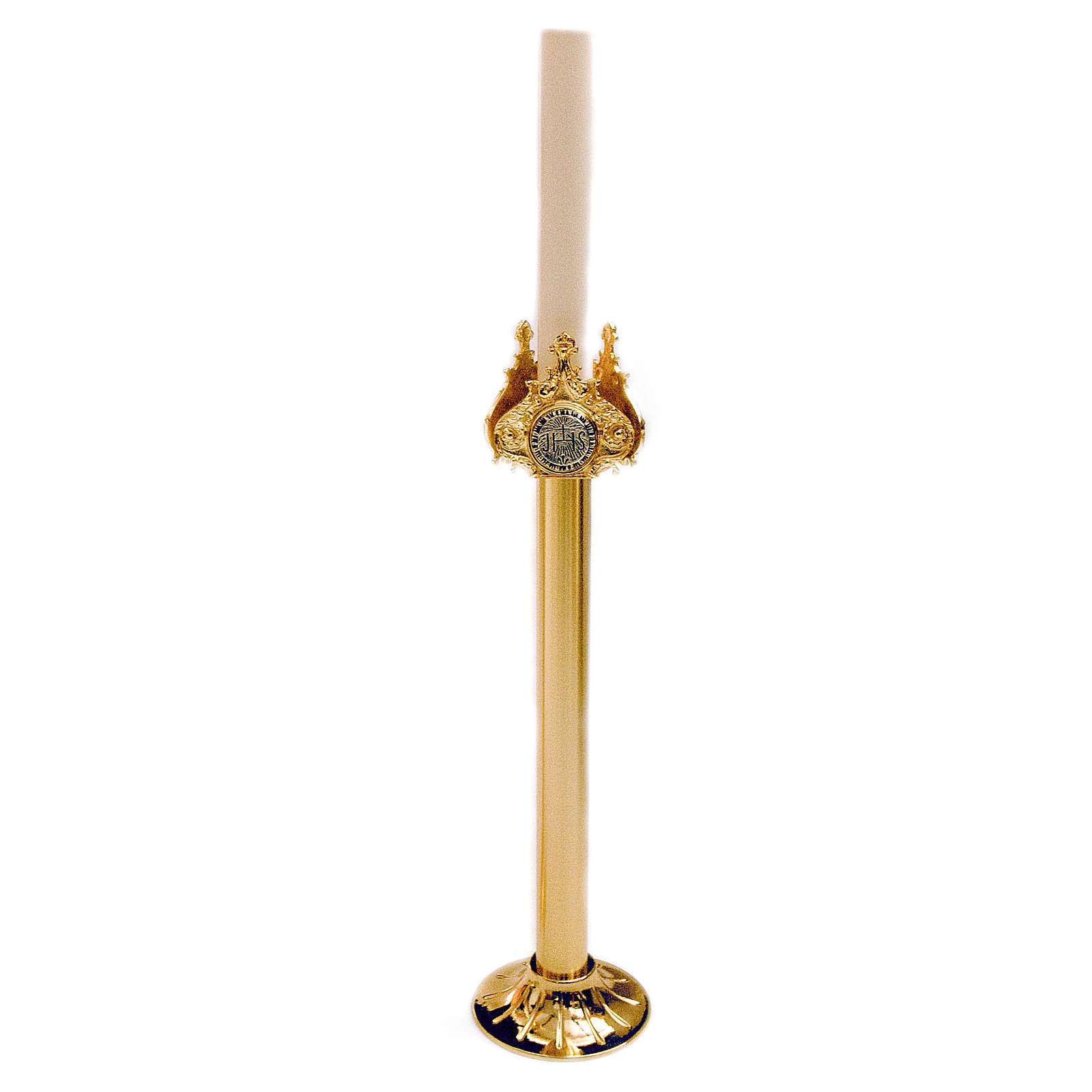 Processional candle in gold cast brass 54cm | online sales on HOLYART.com