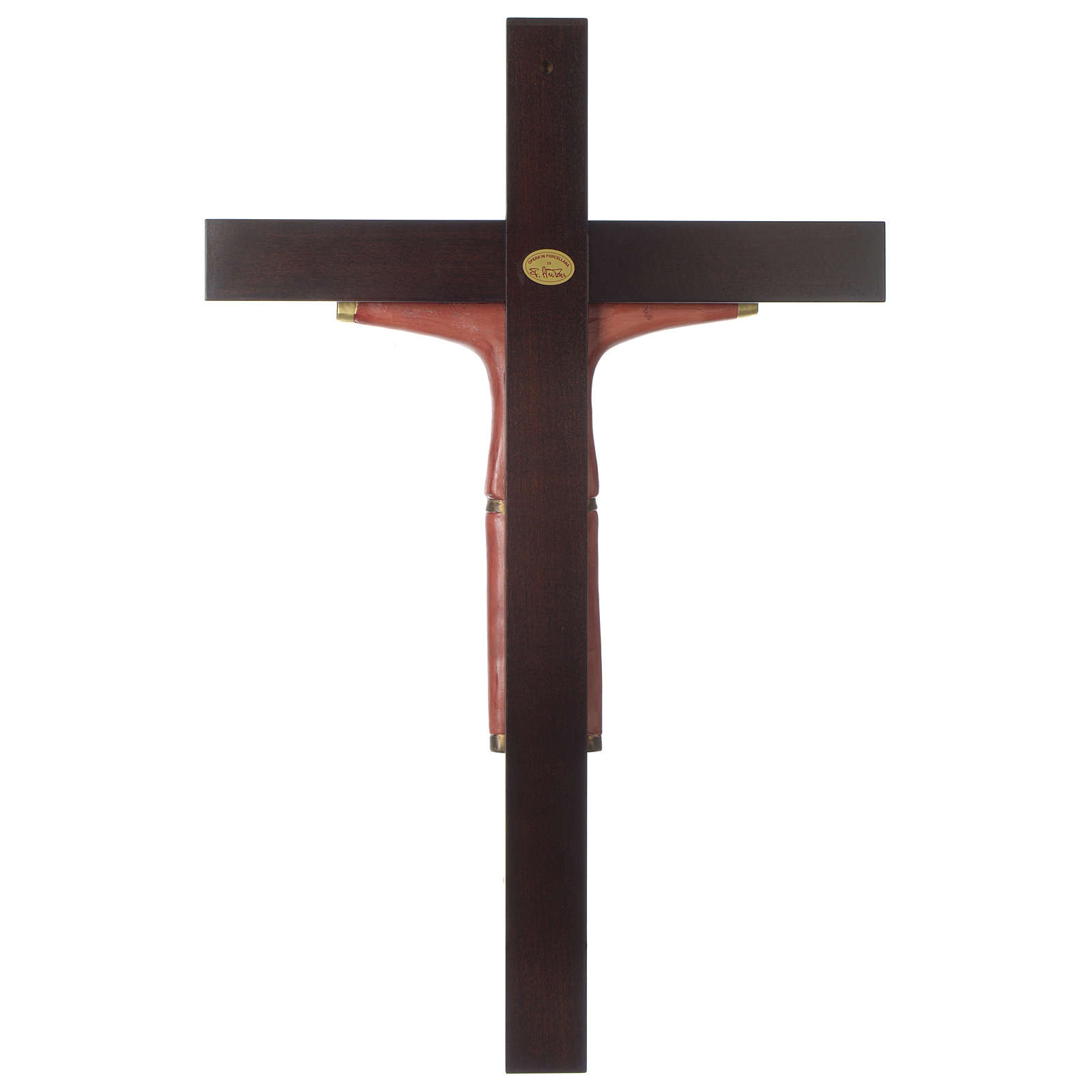 Crucifix décoré rouge croix acajou porcelaine 65x42 cm | vente en ligne ...