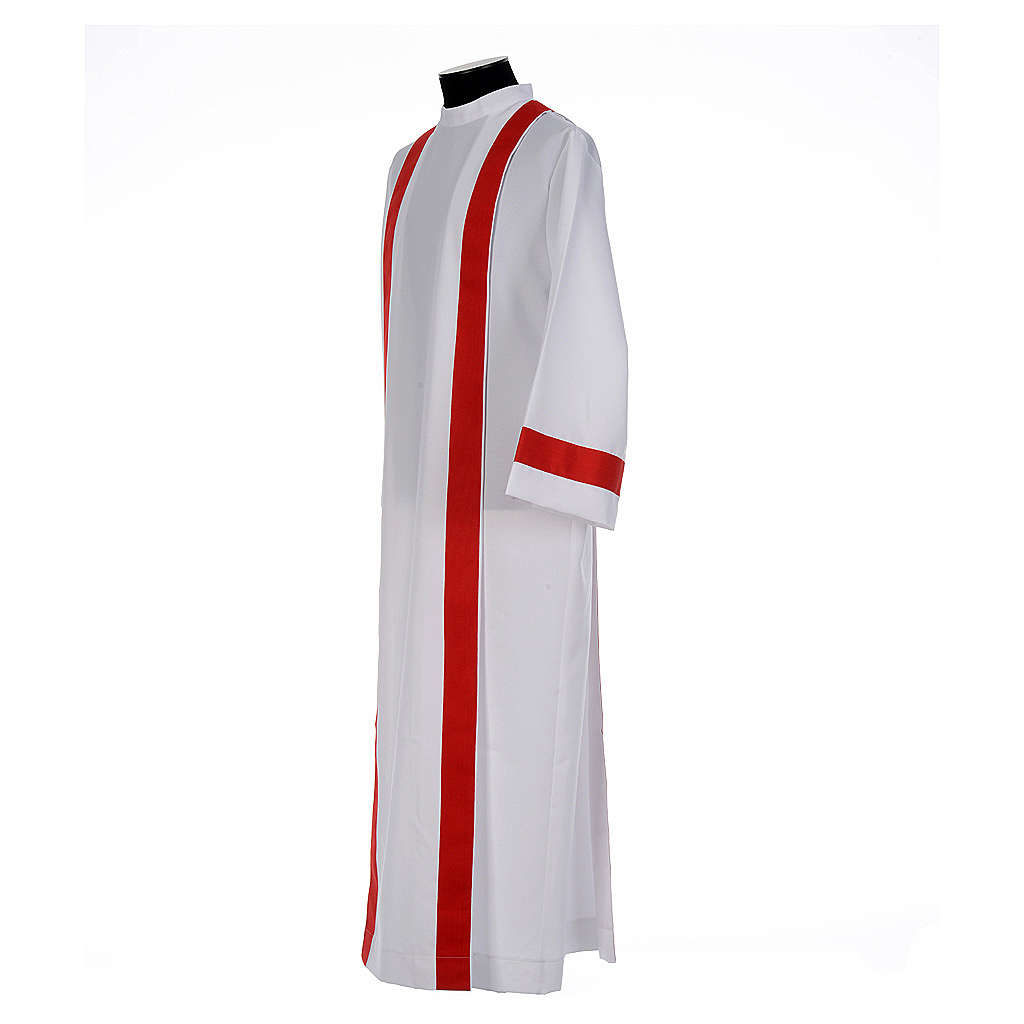 Holy Communion Alb decorated with red edges | online sales on HOLYART.com