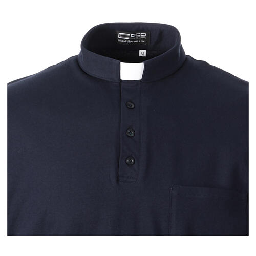 CocoCler blue polo clergy shirt Piquet, short sleeves regular fit ...