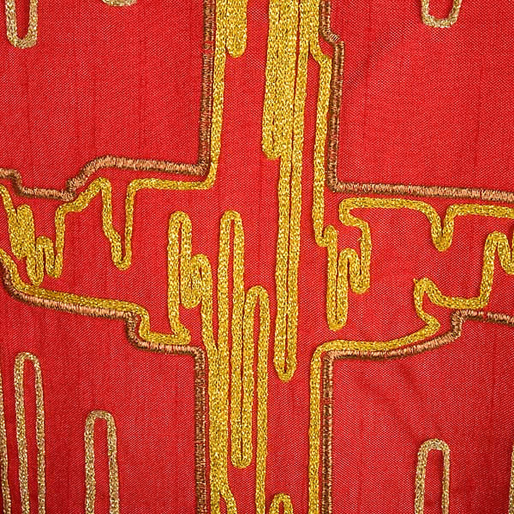 Chasuble liturgique shantung, croix stylisée dorée | vente en ligne sur ...