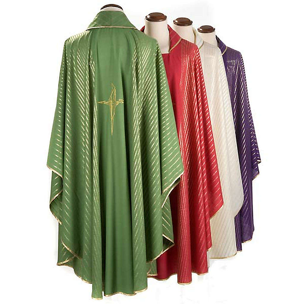 Priest Chasuble in lurex with stylized cross | online sales on HOLYART.com