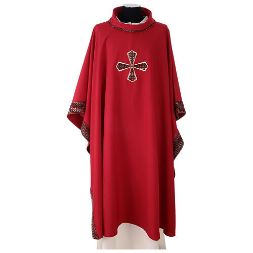 Monastic Chasuble in 100% polyester with inserts of fabric and ...