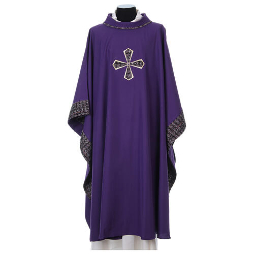 Monastic Chasuble in 100% polyester with inserts of fabric and ...