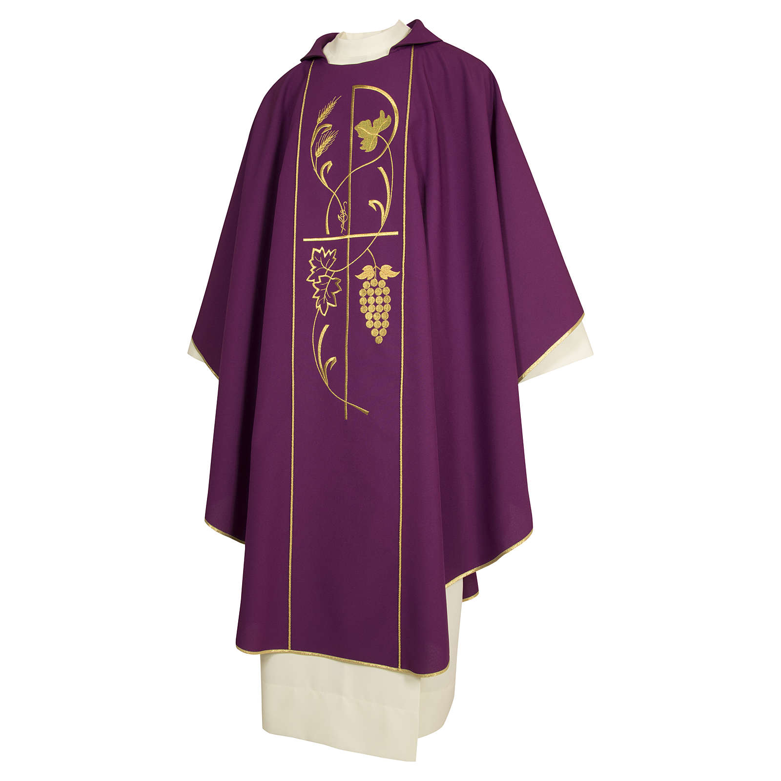 Violet Chasuble in polyester wheat and grapes | online sales on HOLYART.com