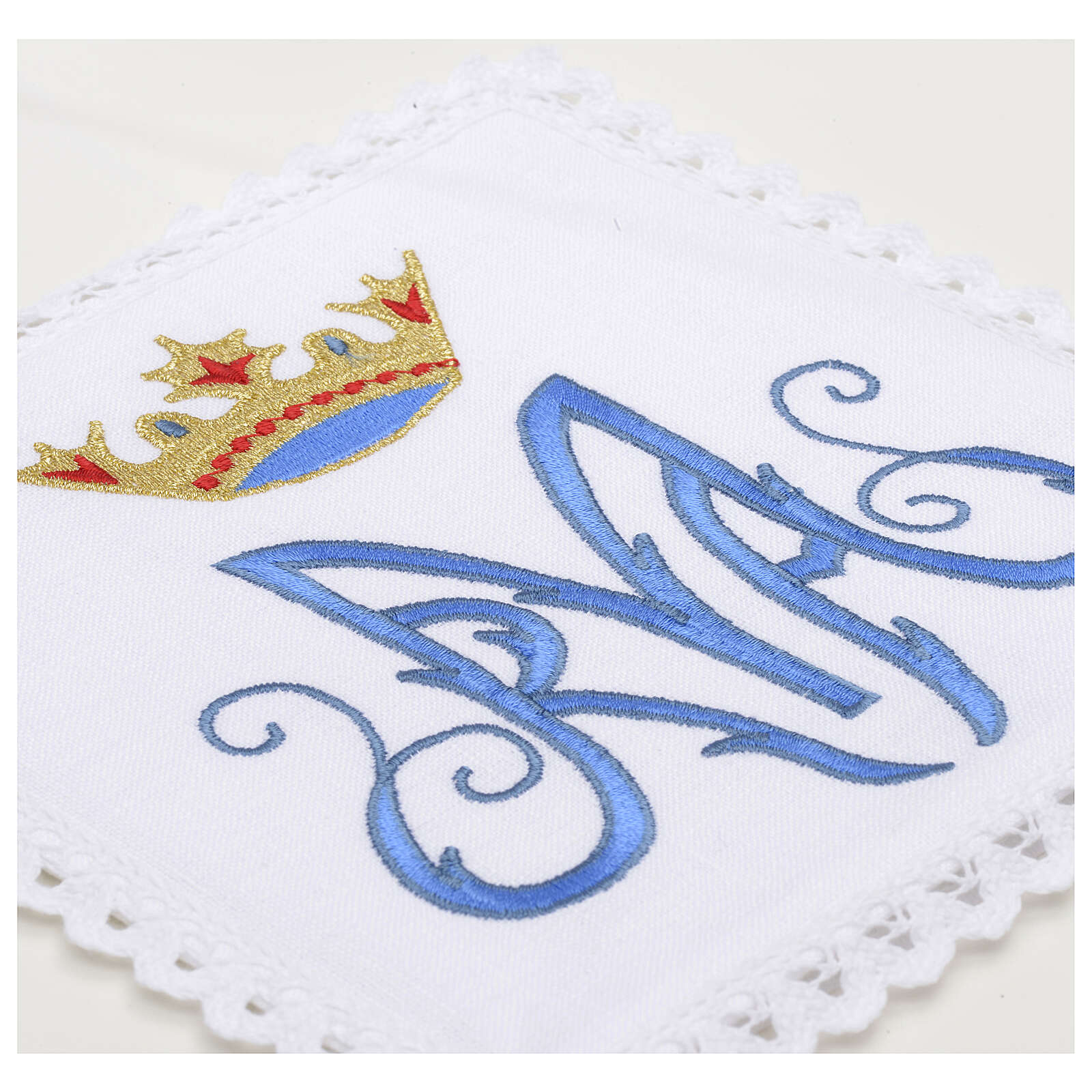 Altar linens, set of 4, 100% linen, blue Marian symbol | online sales ...