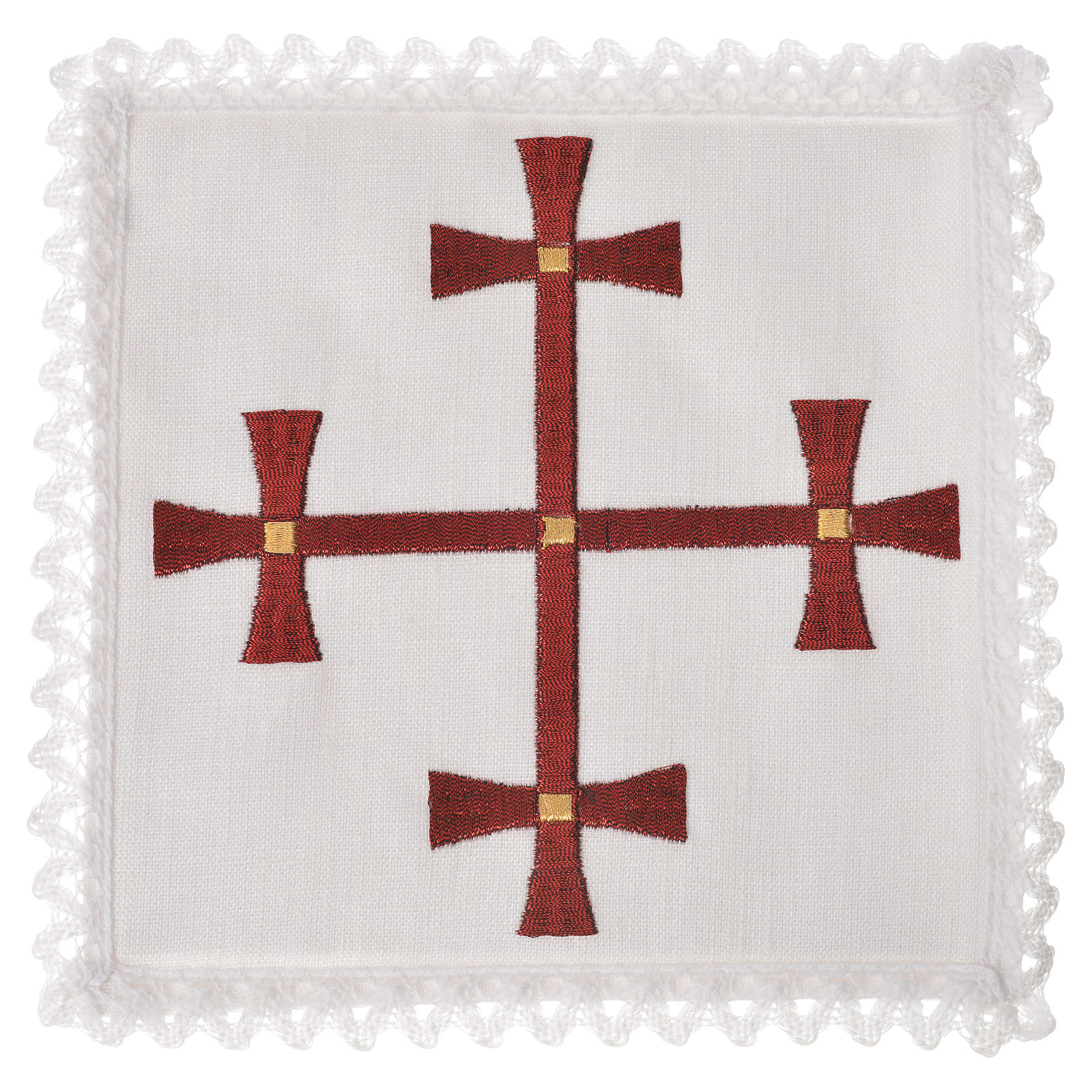 Altar cloth set, 100% linen with burgundy cross | online sales on ...
