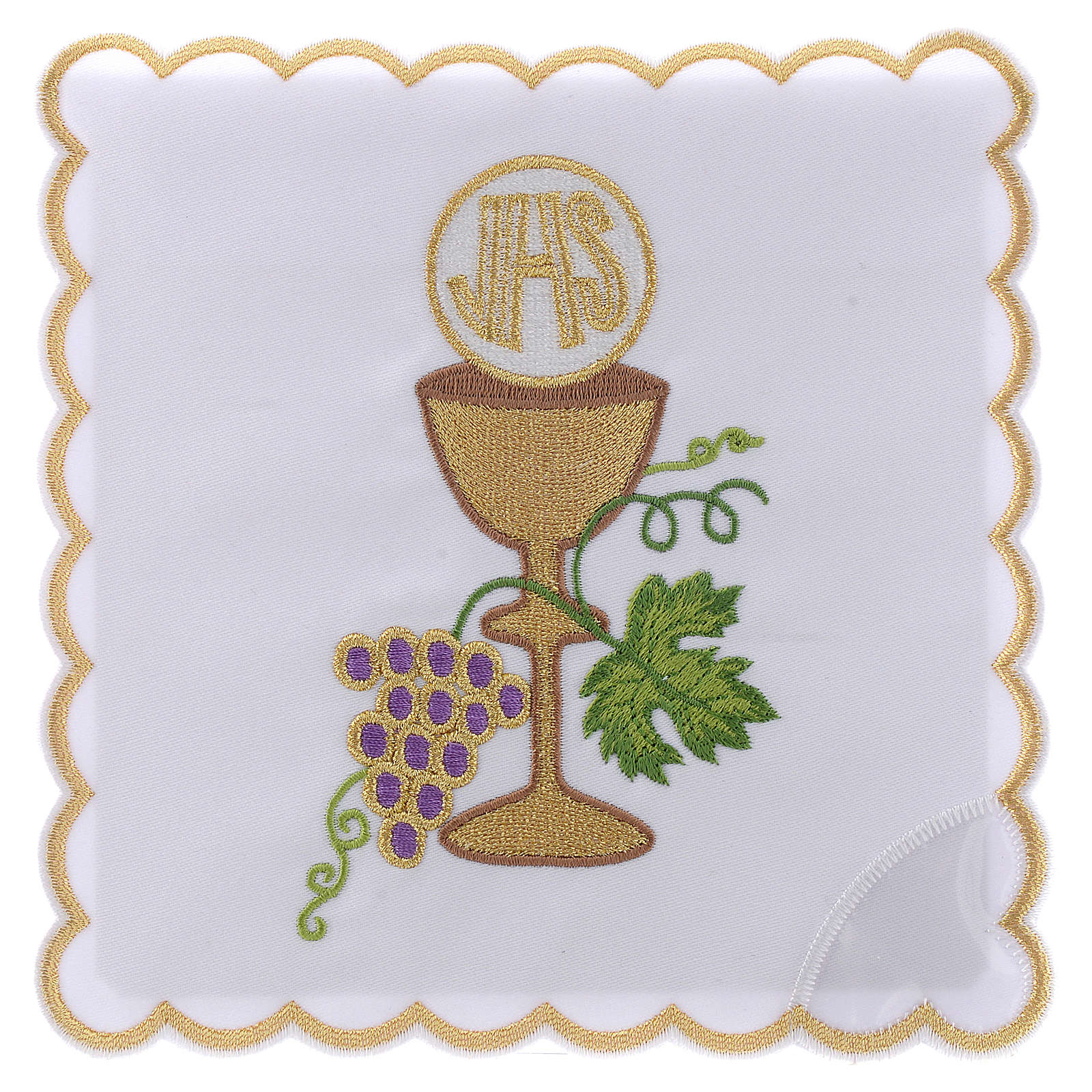 Altar linen grapes golden borders chalice host and JHS, cotton | online ...