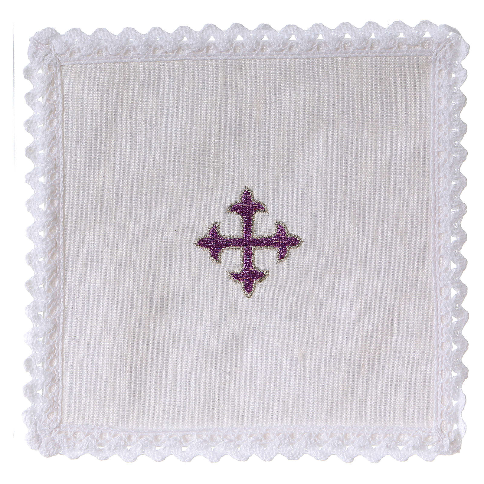 Altar linen baroque purple cross embroidery | online sales on HOLYART.com