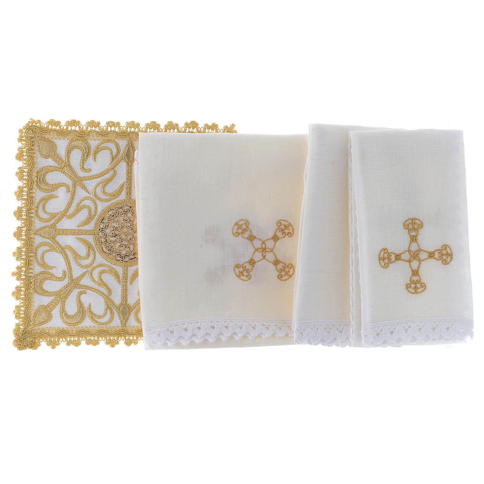 Altar linen set with cross and golden designs 100% linen | online sales ...
