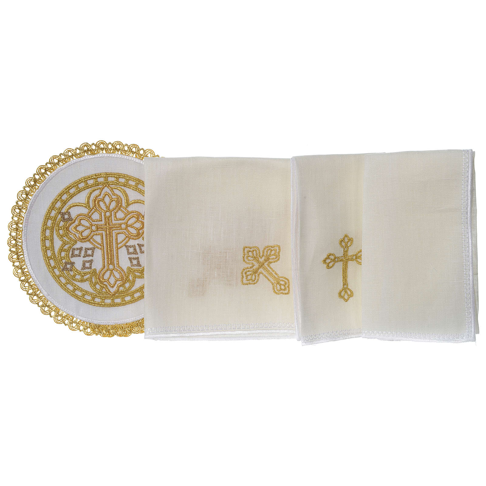 Mass linens 100% linen with cross emboridery, round pall | online sales ...