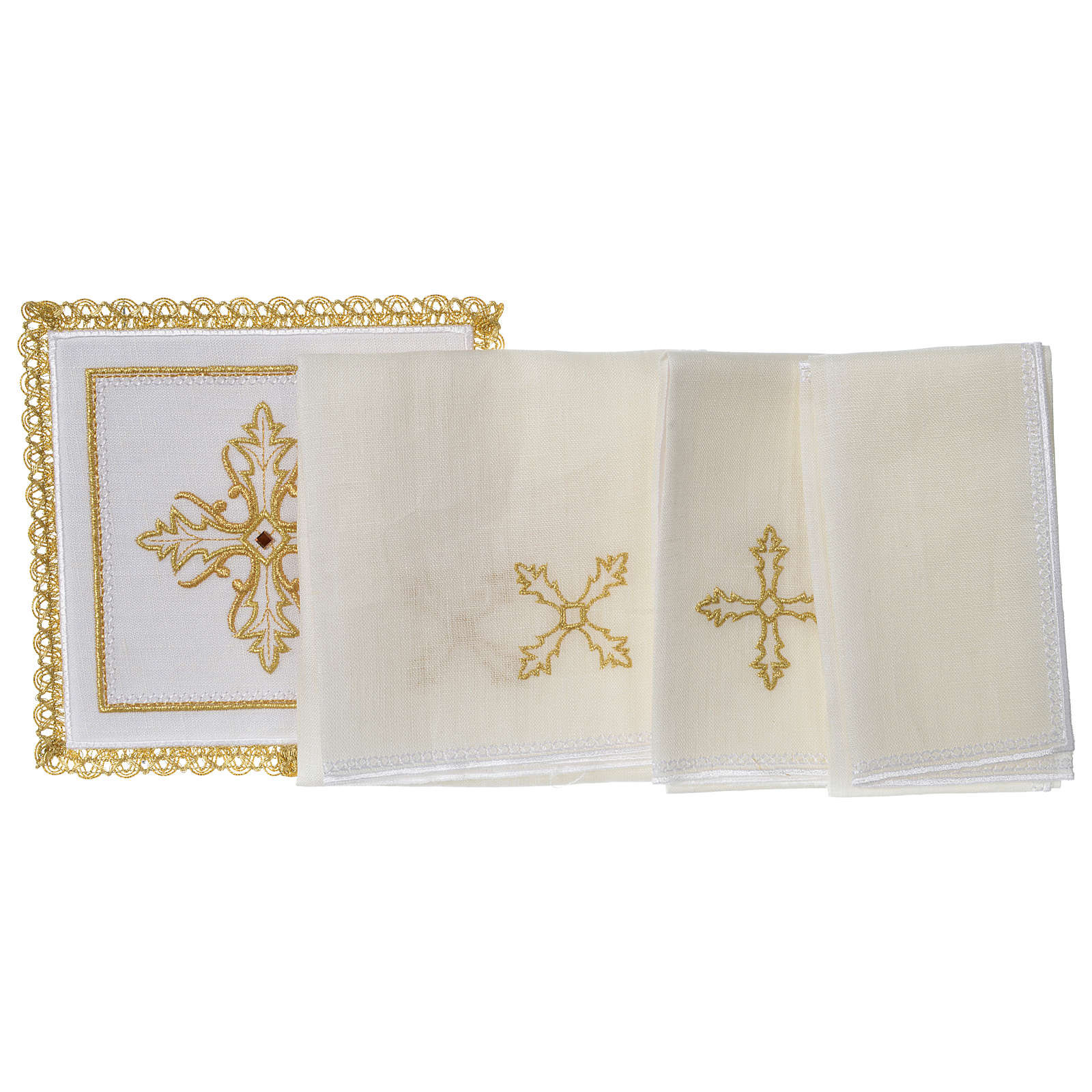 Altar linens set 100% linen Cross with stone | online sales on HOLYART ...