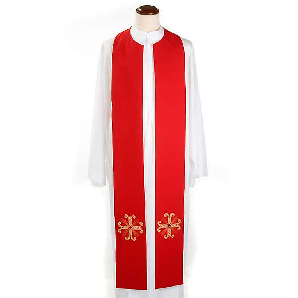 Reversible Clergy Stole white red, cross and glass stones | online ...